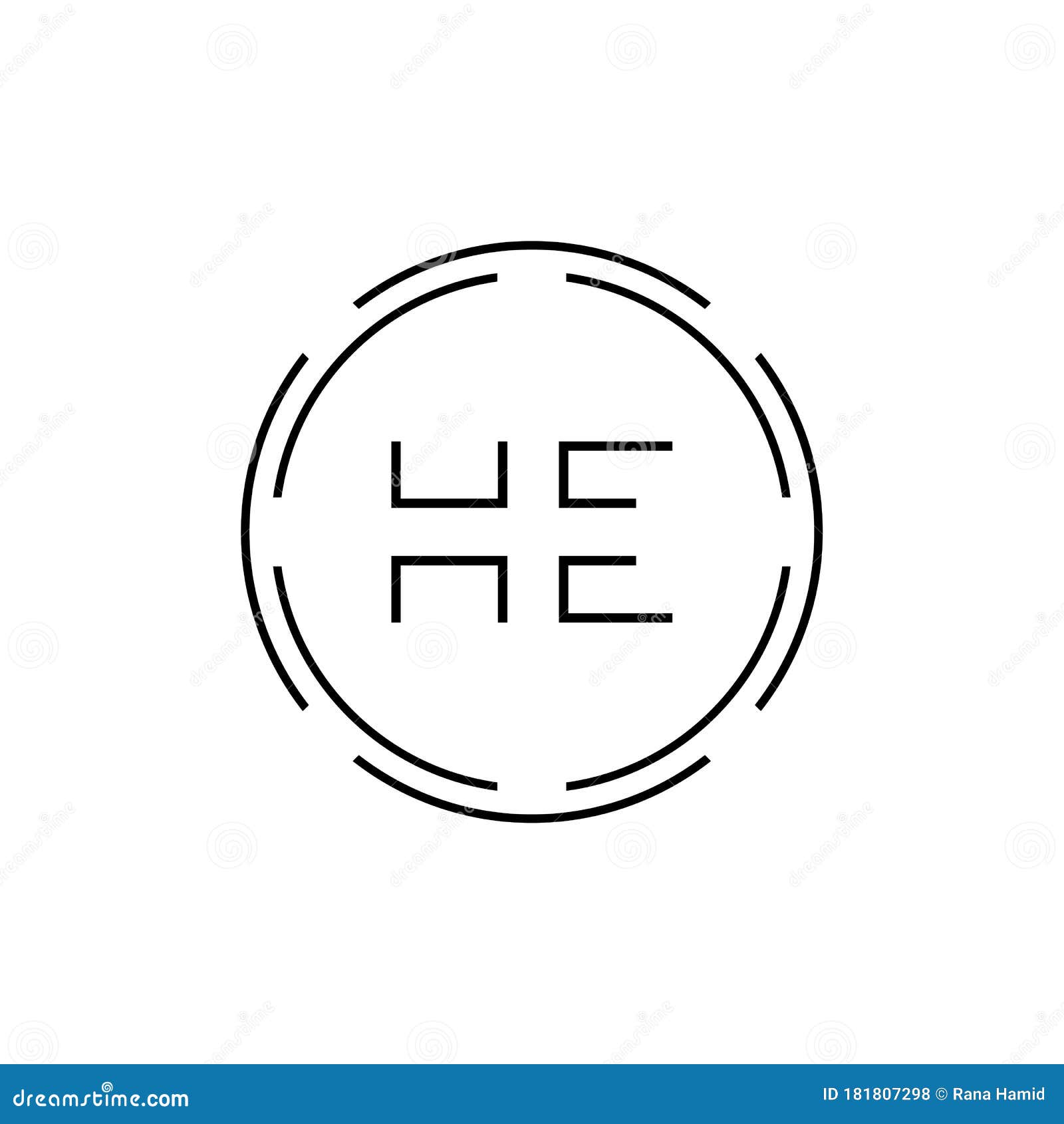He Logo Design Vector Template. Initial Circle Letter he Vector ...