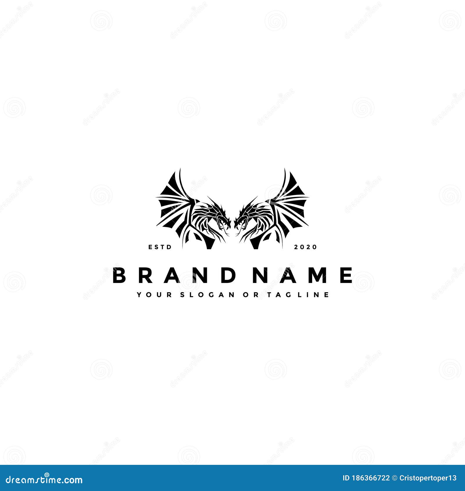 Logo Design Winged Dragon Vector Stock Vector - Illustration of ...