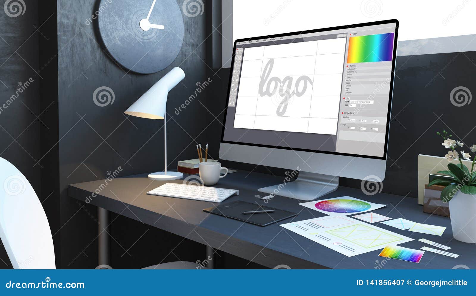 Logo design workspace stock illustration. Illustration of interface ...