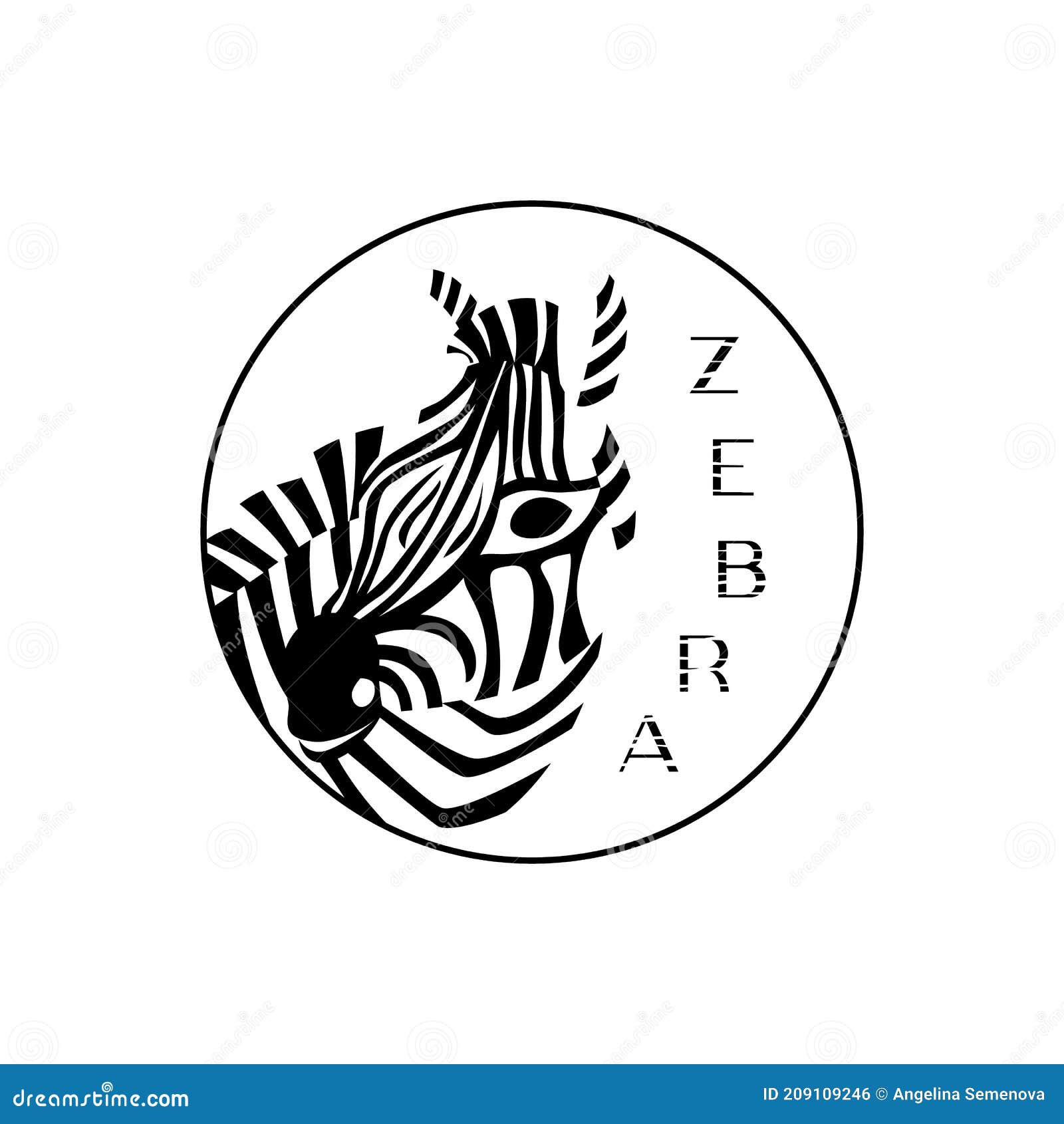 Logo Design Zebra in Circle for Clothes Store, Shop. Black and Withe ...