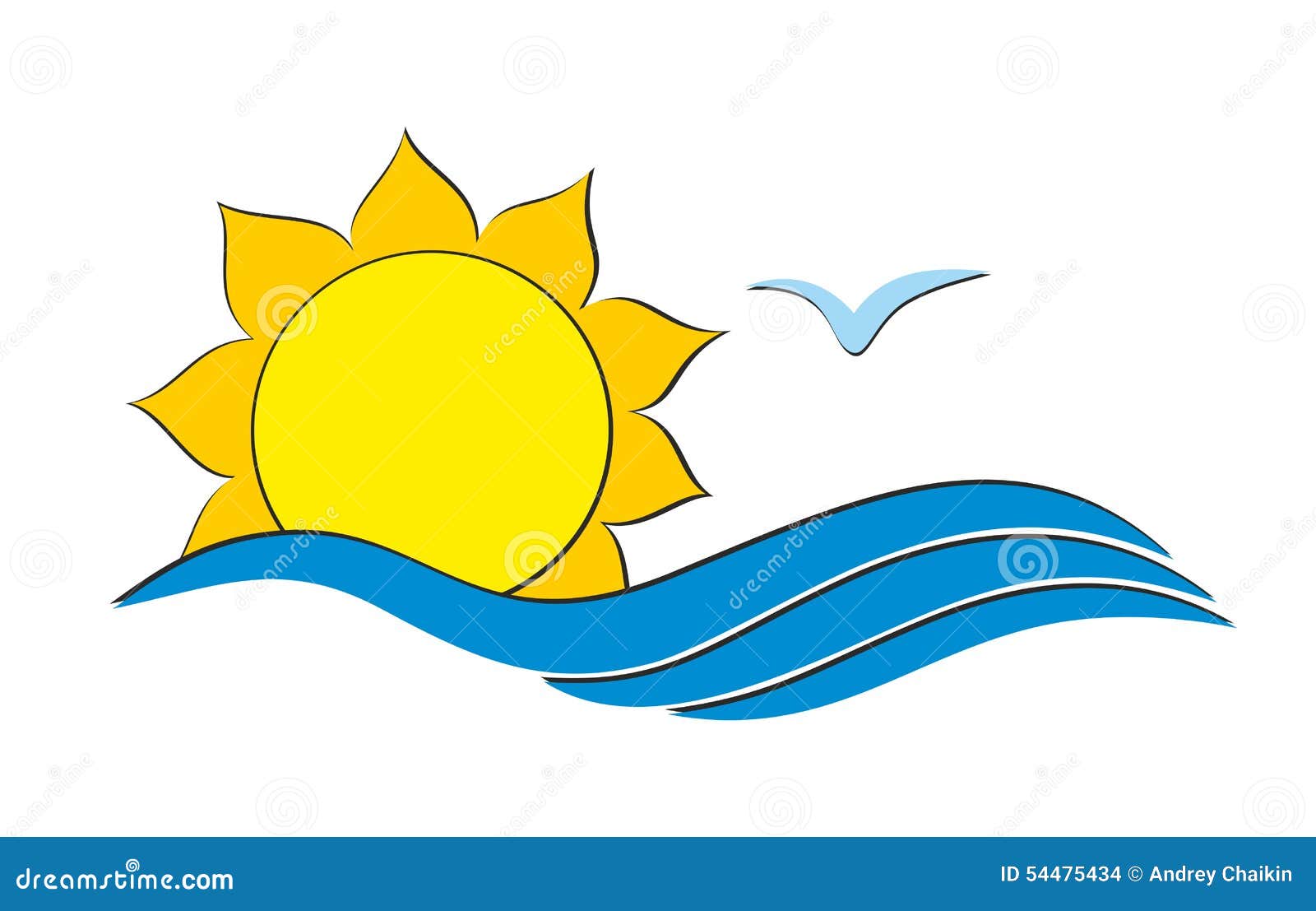 Logo di Sun con il mare illustrazione vettoriale. Illustrazione di ...