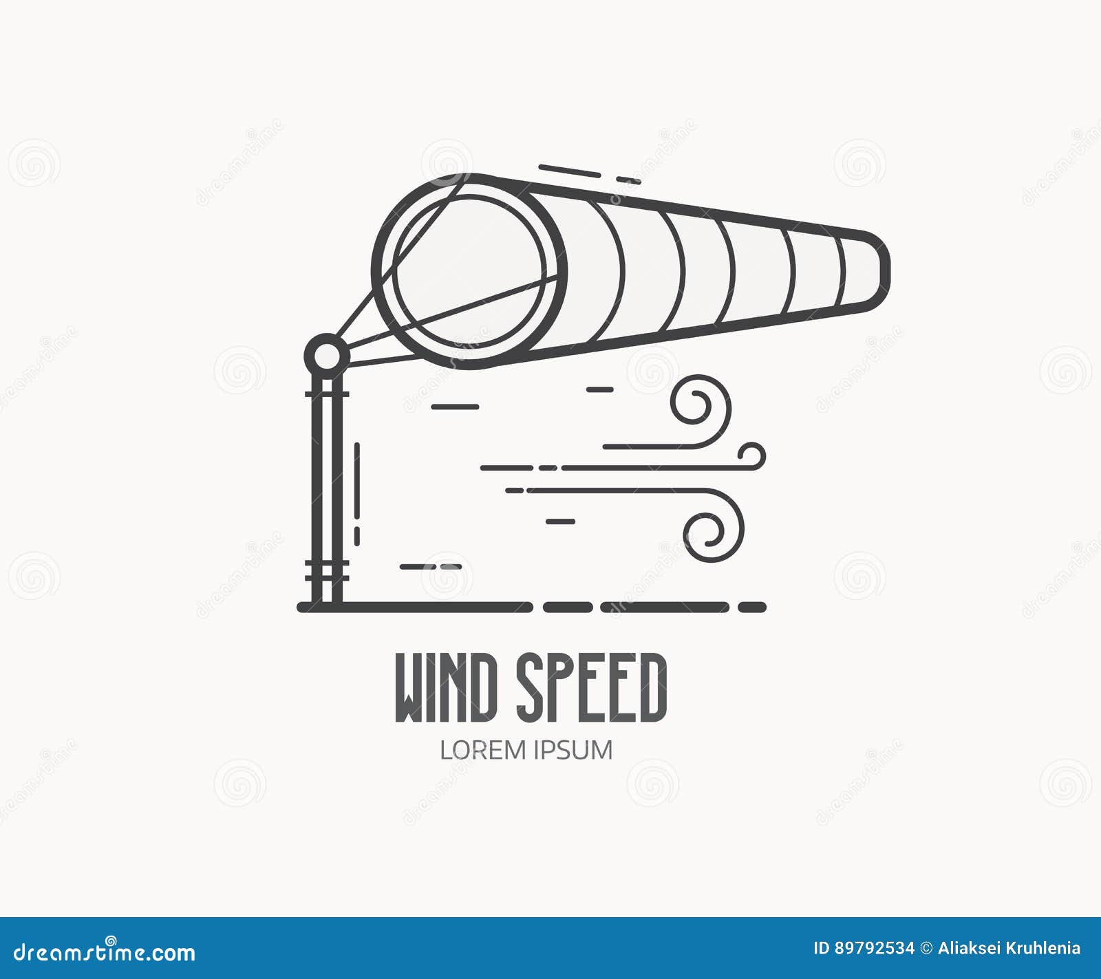 Logo Di Velocità Del Vento Con Il Windsock Illustrazione Vettoriale ...
