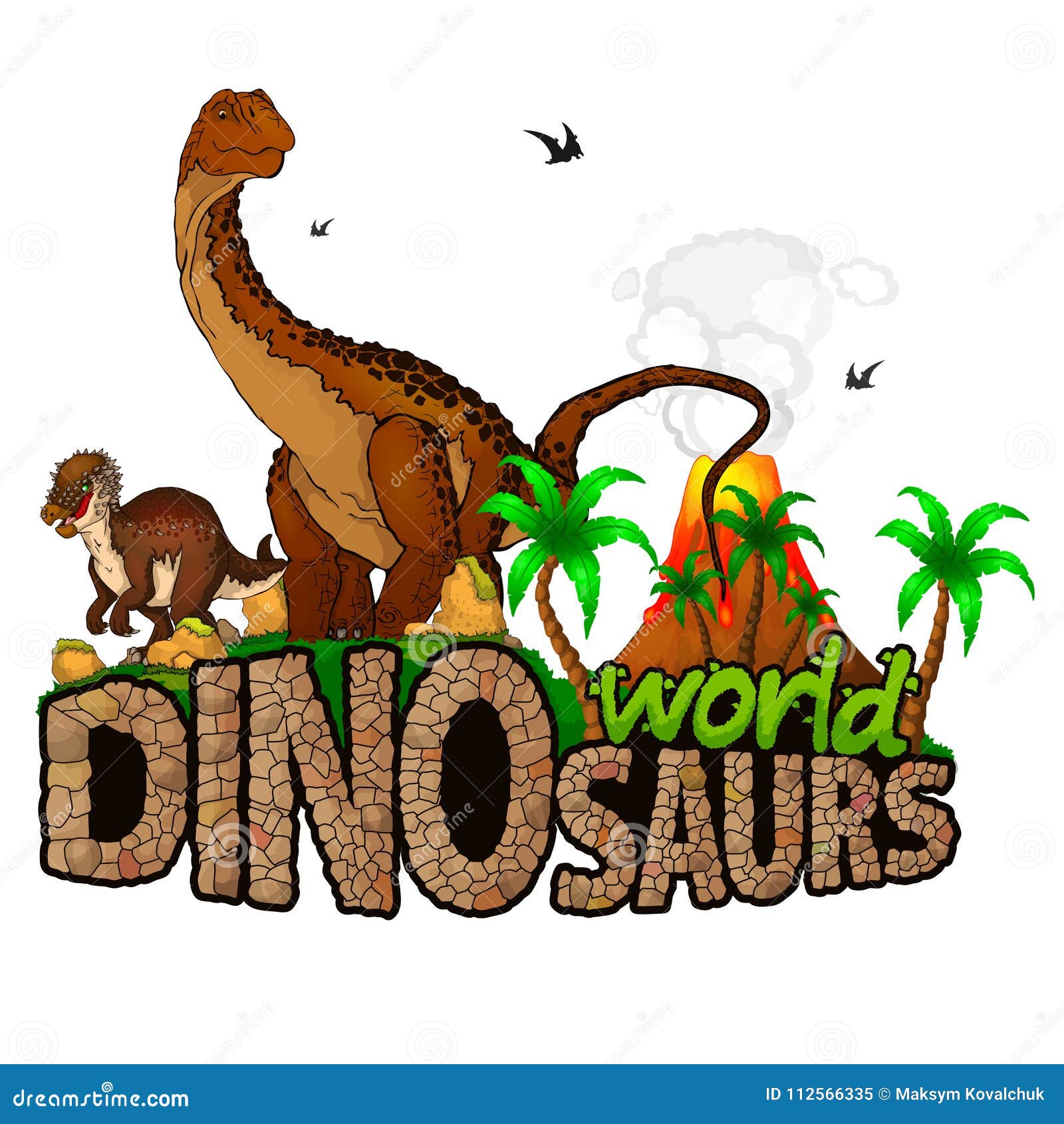 Logo Dinosaurs World ilustración del vector. Ilustración de animal ...