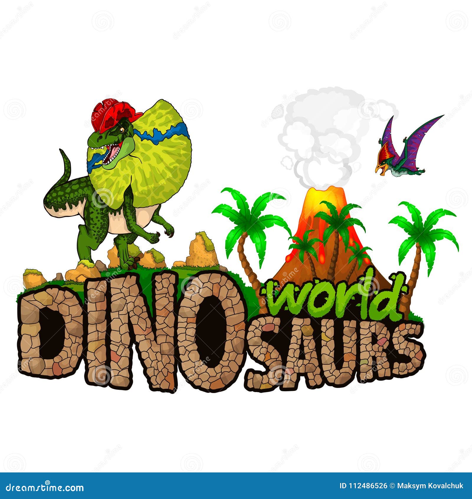 Dinosaurs World Poster. Vector Cartoon Dinosaurs | CartoonDealer.com ...