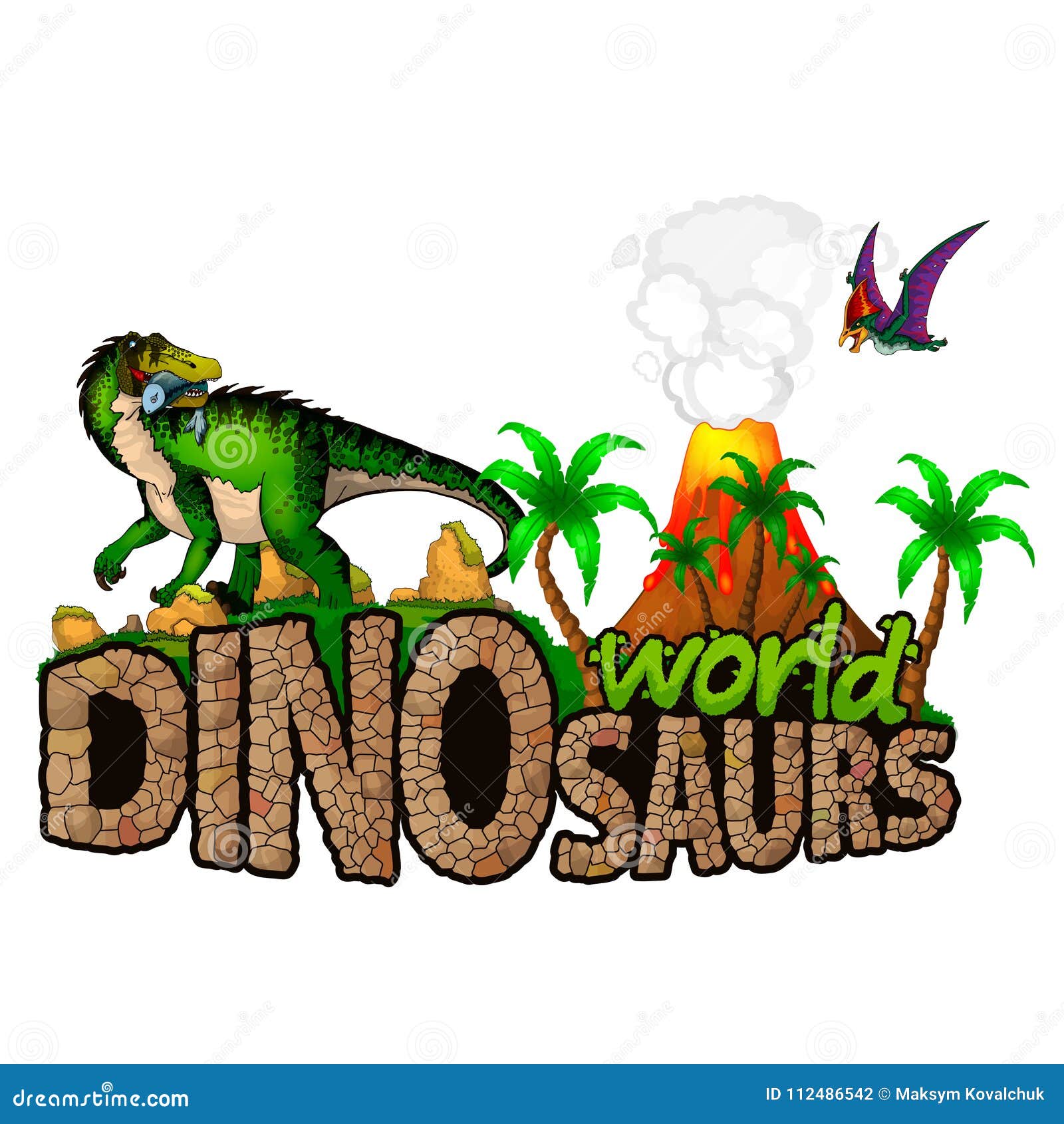 Dinosaurs World Poster. Vector Cartoon Dinosaurs | CartoonDealer.com ...
