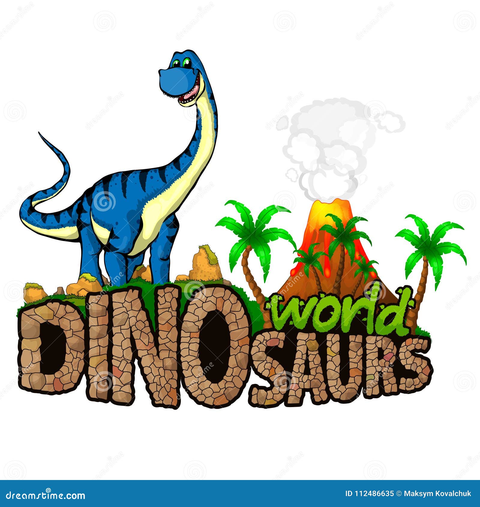 Dinosaurs World Poster. Vector Cartoon Dinosaurs | CartoonDealer.com ...