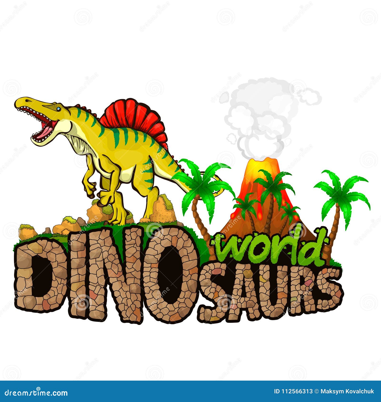 Dinosaurs World Poster. Vector Cartoon Dinosaurs | CartoonDealer.com ...