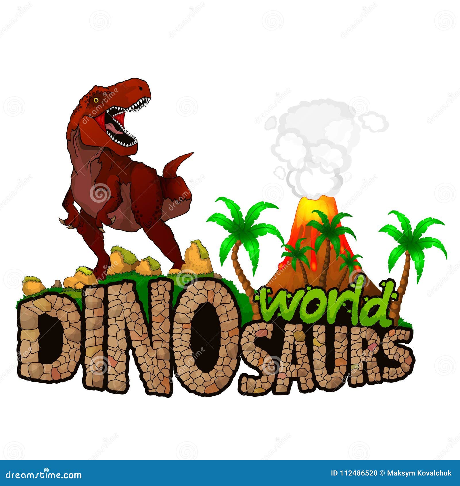 Dinosaurs World Poster. Vector Cartoon Dinosaurs | CartoonDealer.com ...