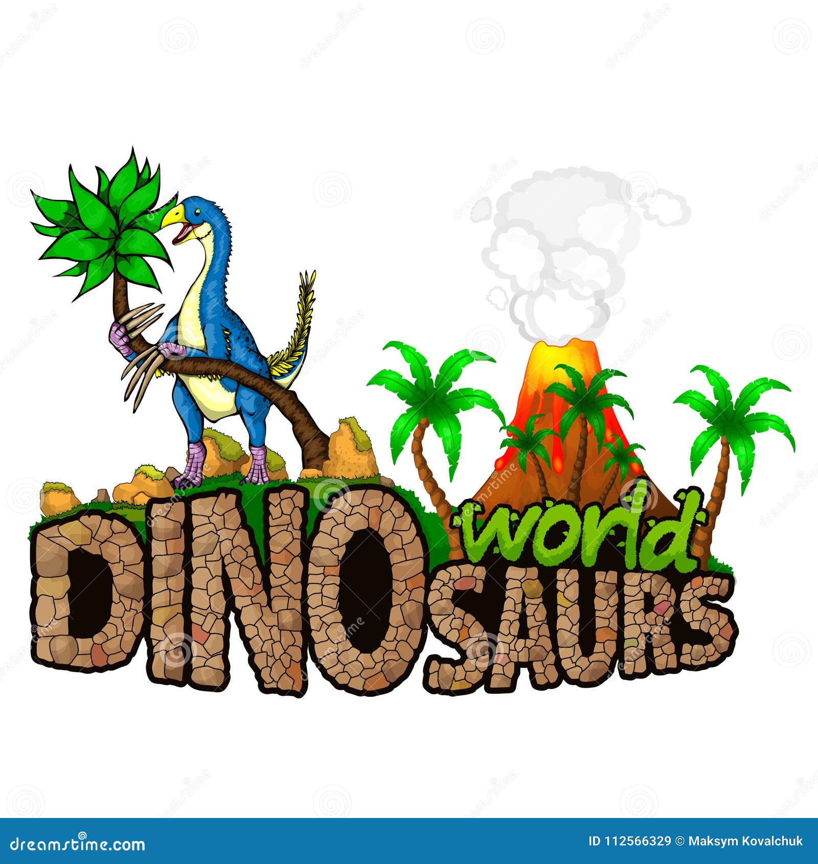 Dinosaurs World Poster. Cartoon Dinosaurs T-rex, Tyrannosaurus ...