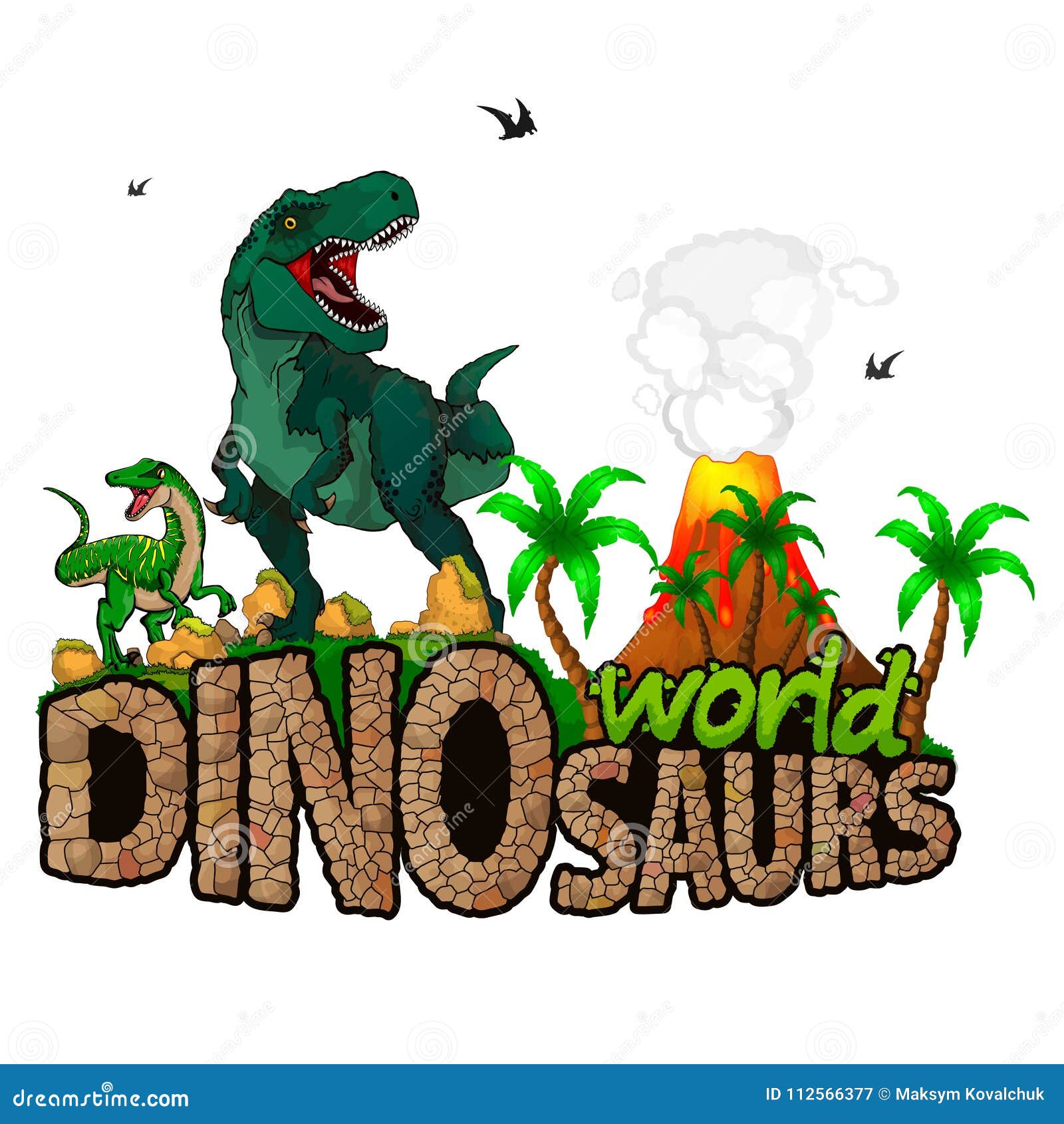 Logo Dinosaurs World. stock vector. Illustration of dinosaur - 112566377