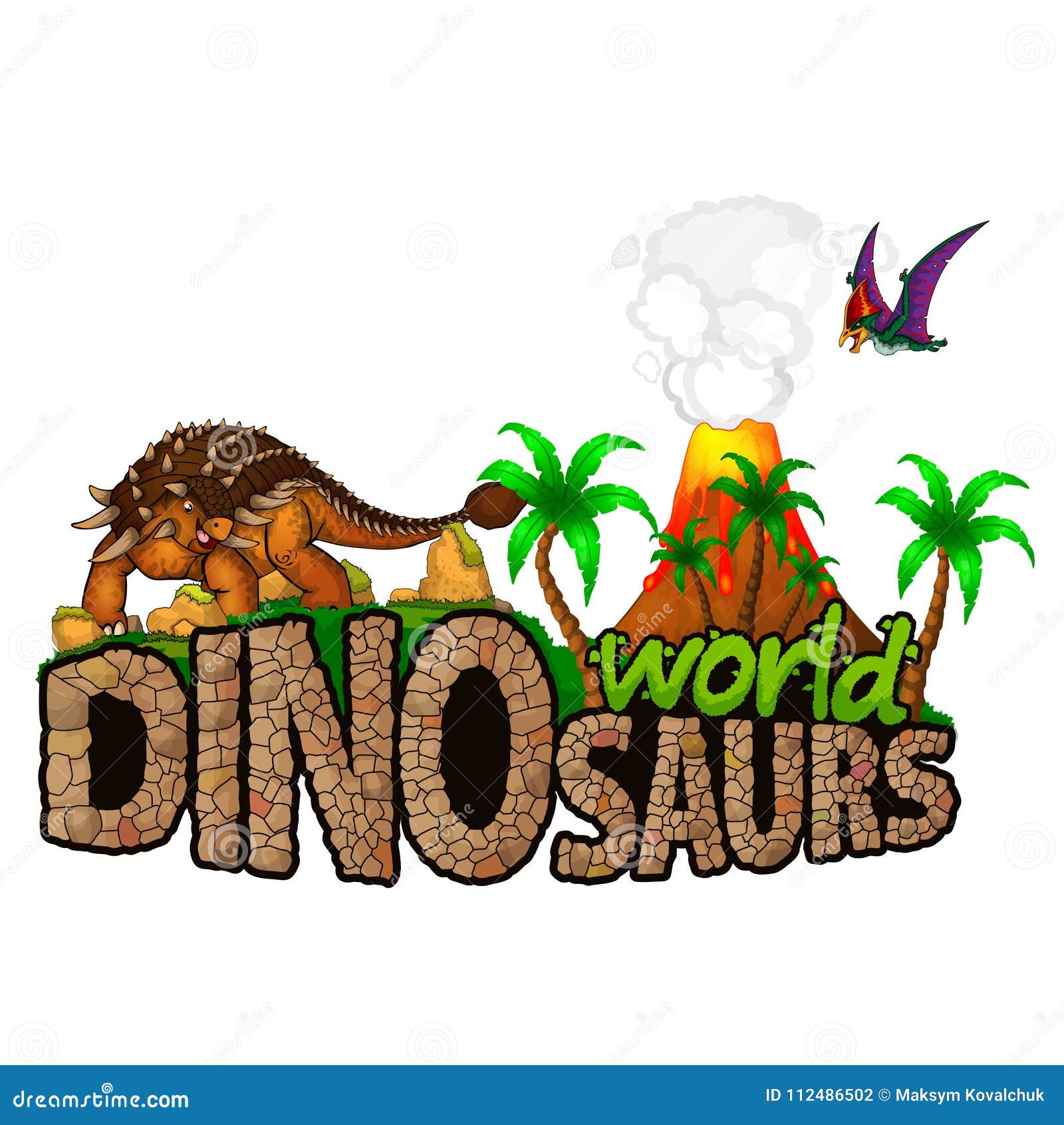 Logo Dinosaurs World. stock vector. Illustration of creature - 112486502
