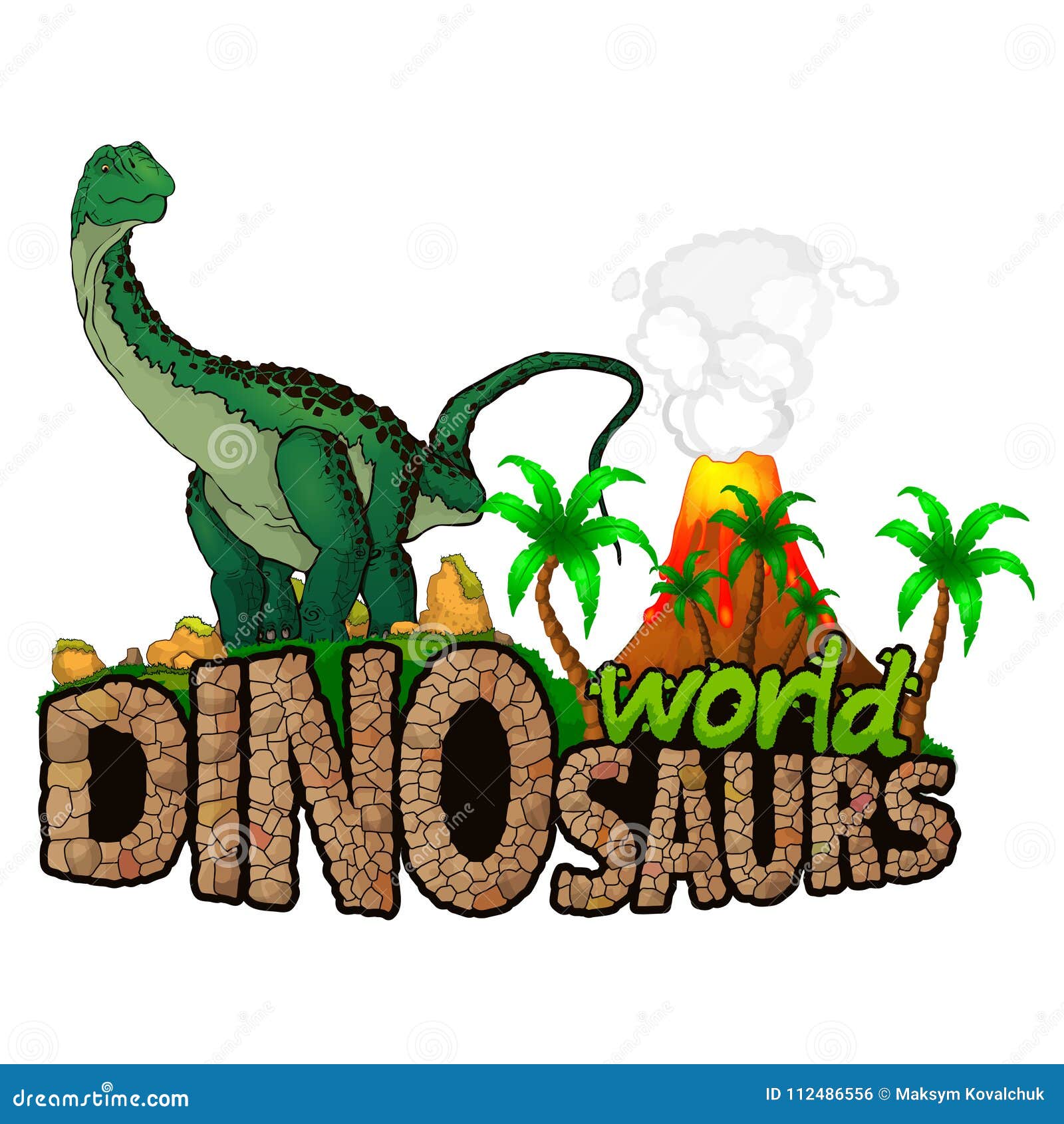Logo Dinosaurs World. stock vector. Illustration of dinosaurs - 112486556