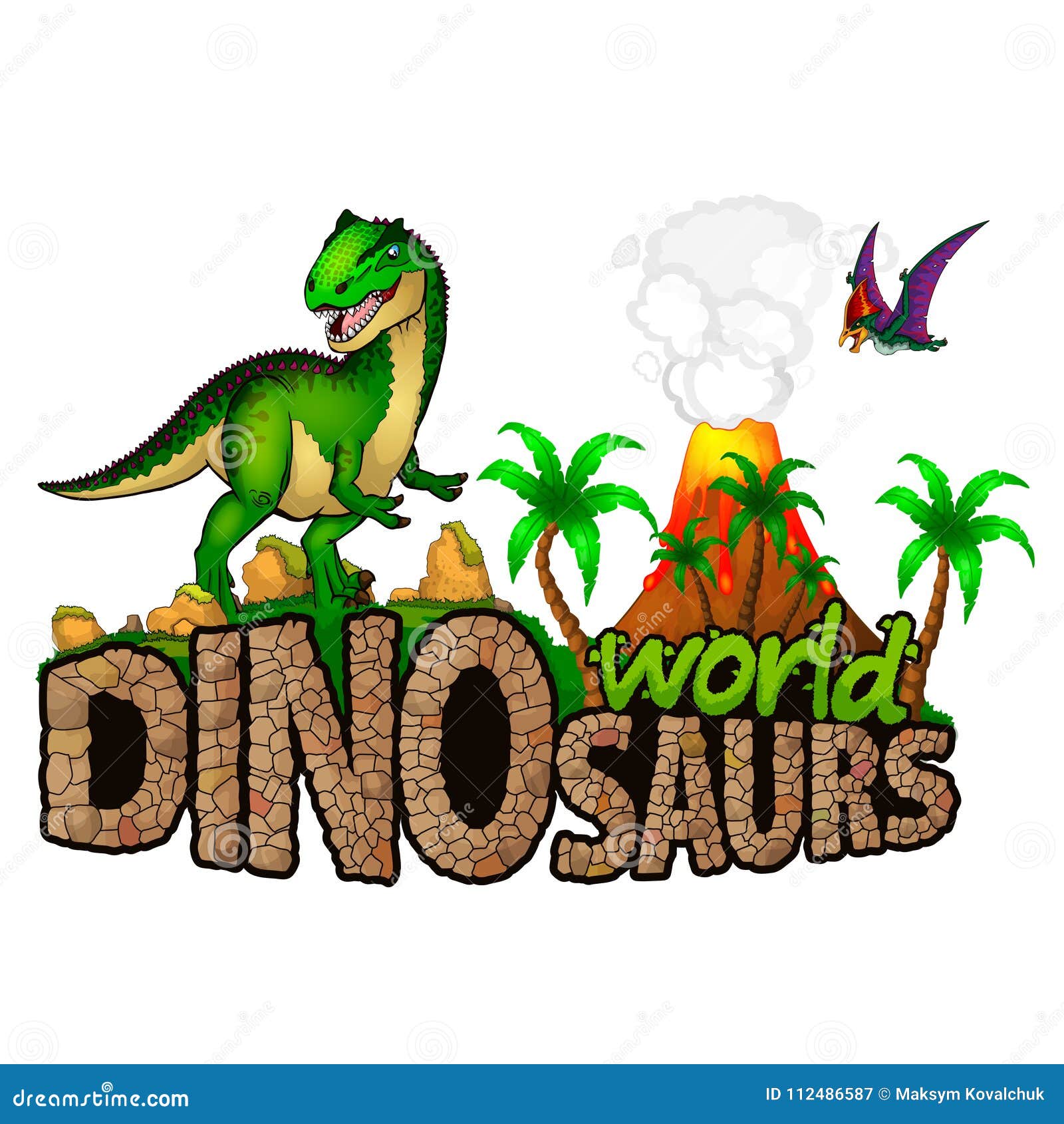 Dinosaurs World Poster. Vector Cartoon Dinosaurs | CartoonDealer.com ...
