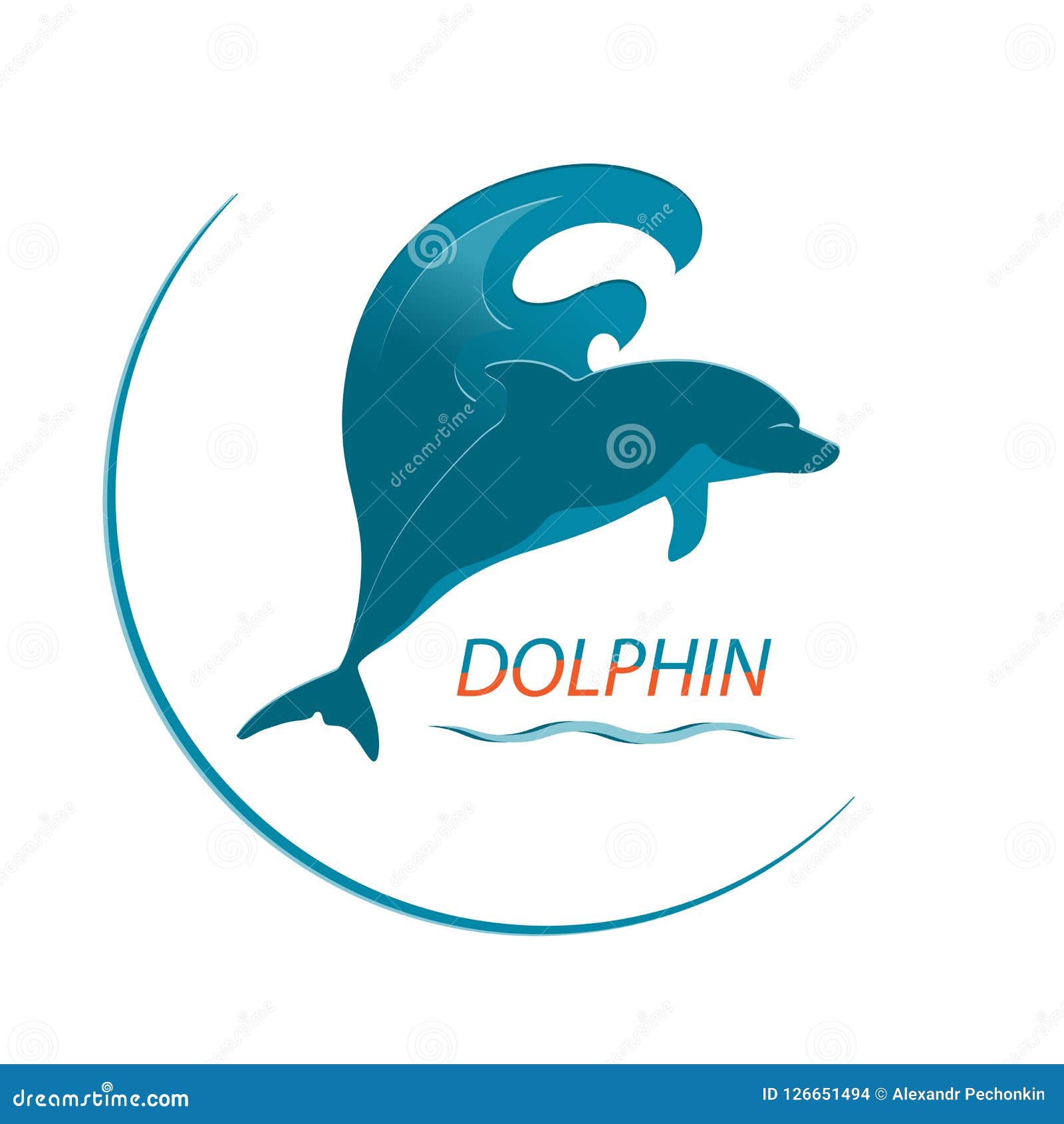 Logo Dolphin and Wave stock vector. Illustration of company - 126651494