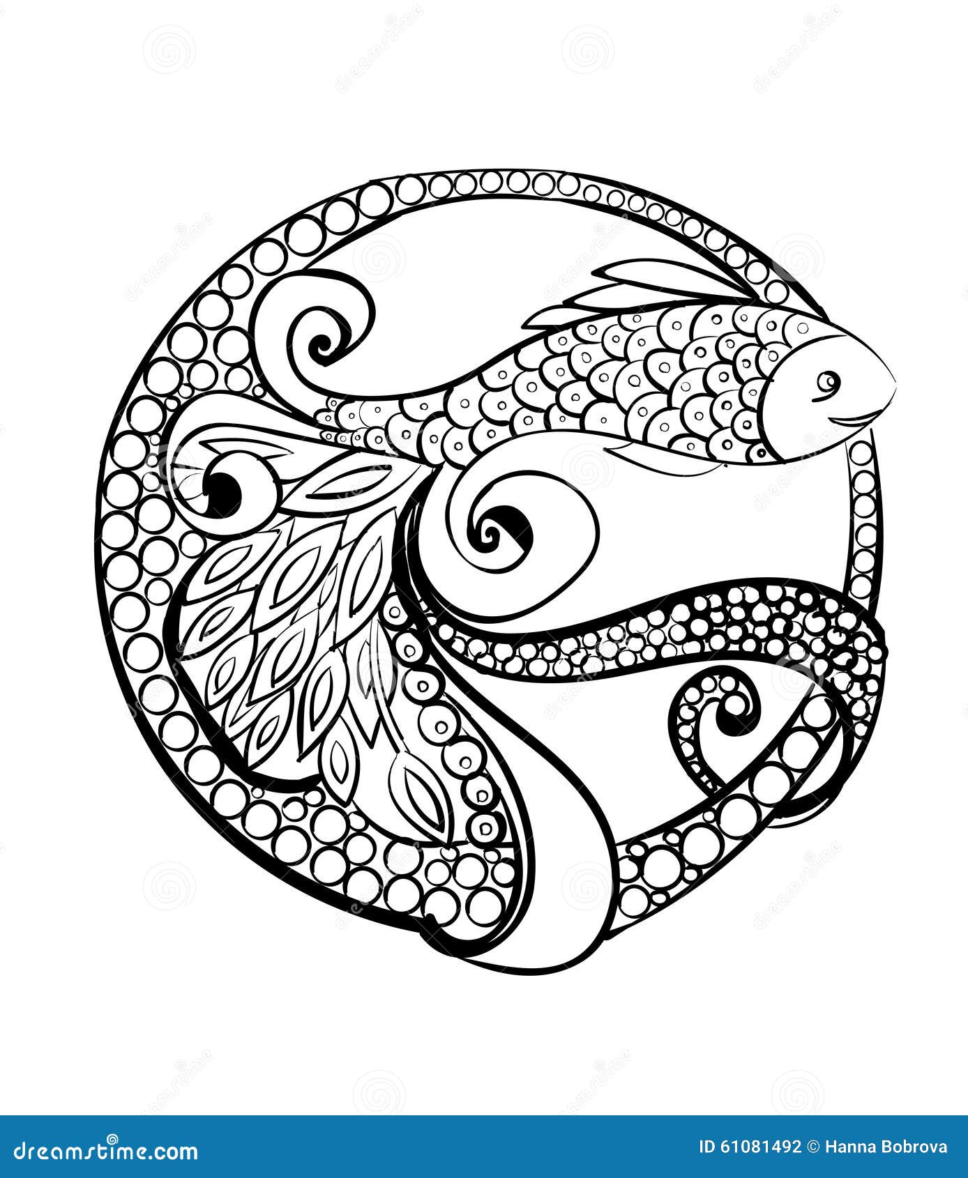 Doodle Fish Cartoon Background Set. Isolated White Background Royalty ...