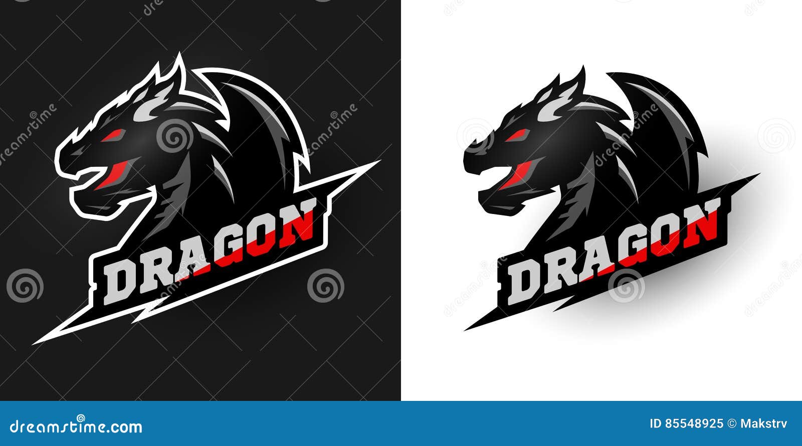 Logo Dragon, Sporty Style. Two Options. Stock Vector - Illustration of ...