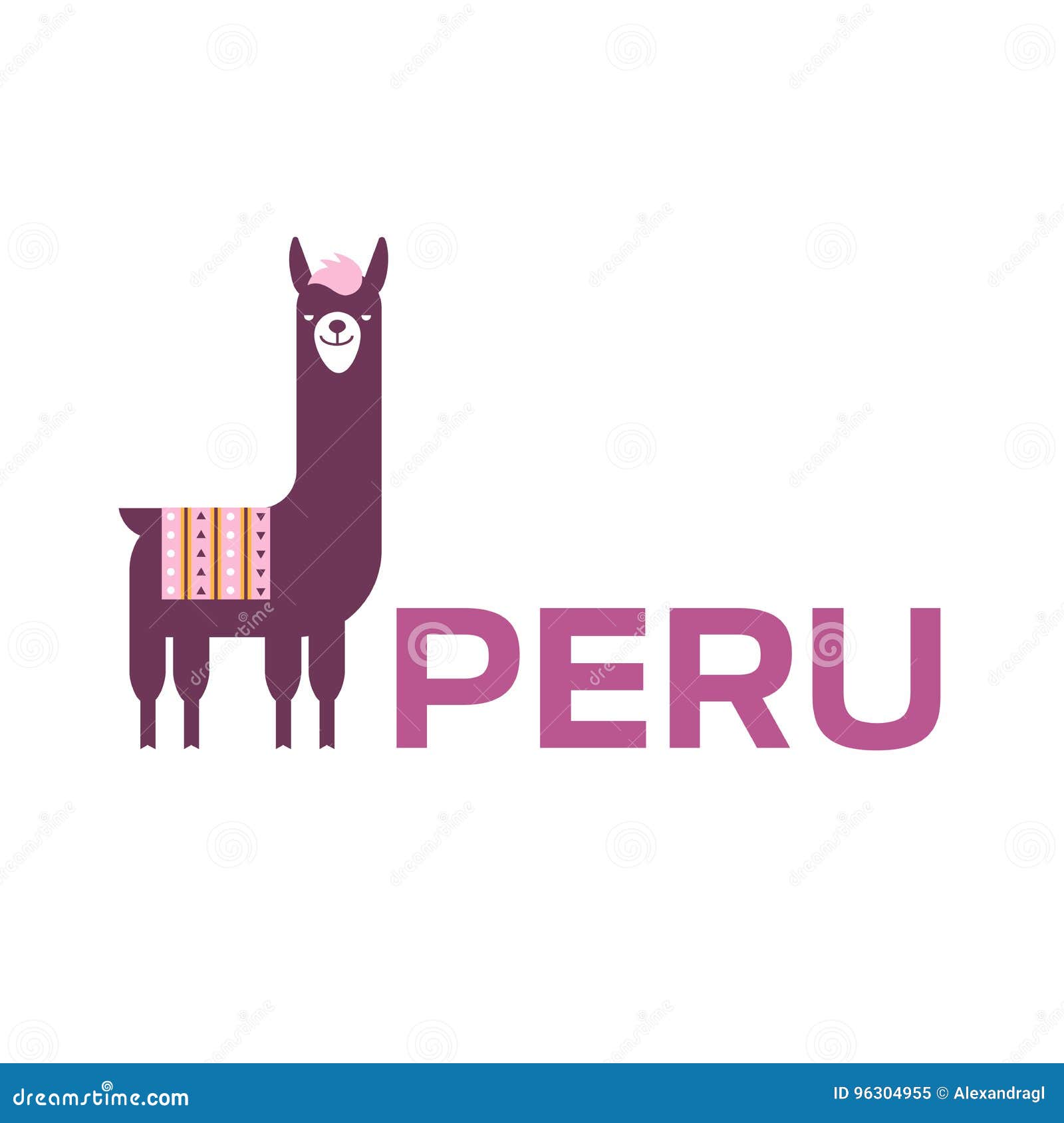 Logo du Pérou avec le lama illustration de vecteur. Illustration du ...