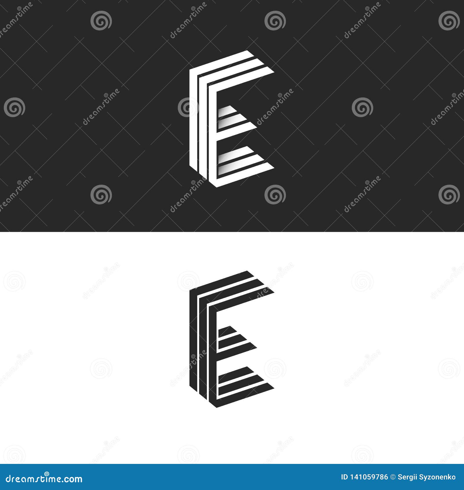 Logo E Letter, Initial Monogram Emblem, Isometric Geometric Shape ...