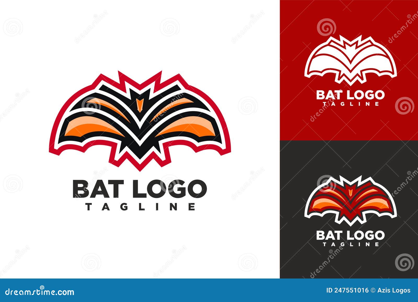 Bat Logo Modern Design Mascot with Outline Stock Vector - Illustration ...