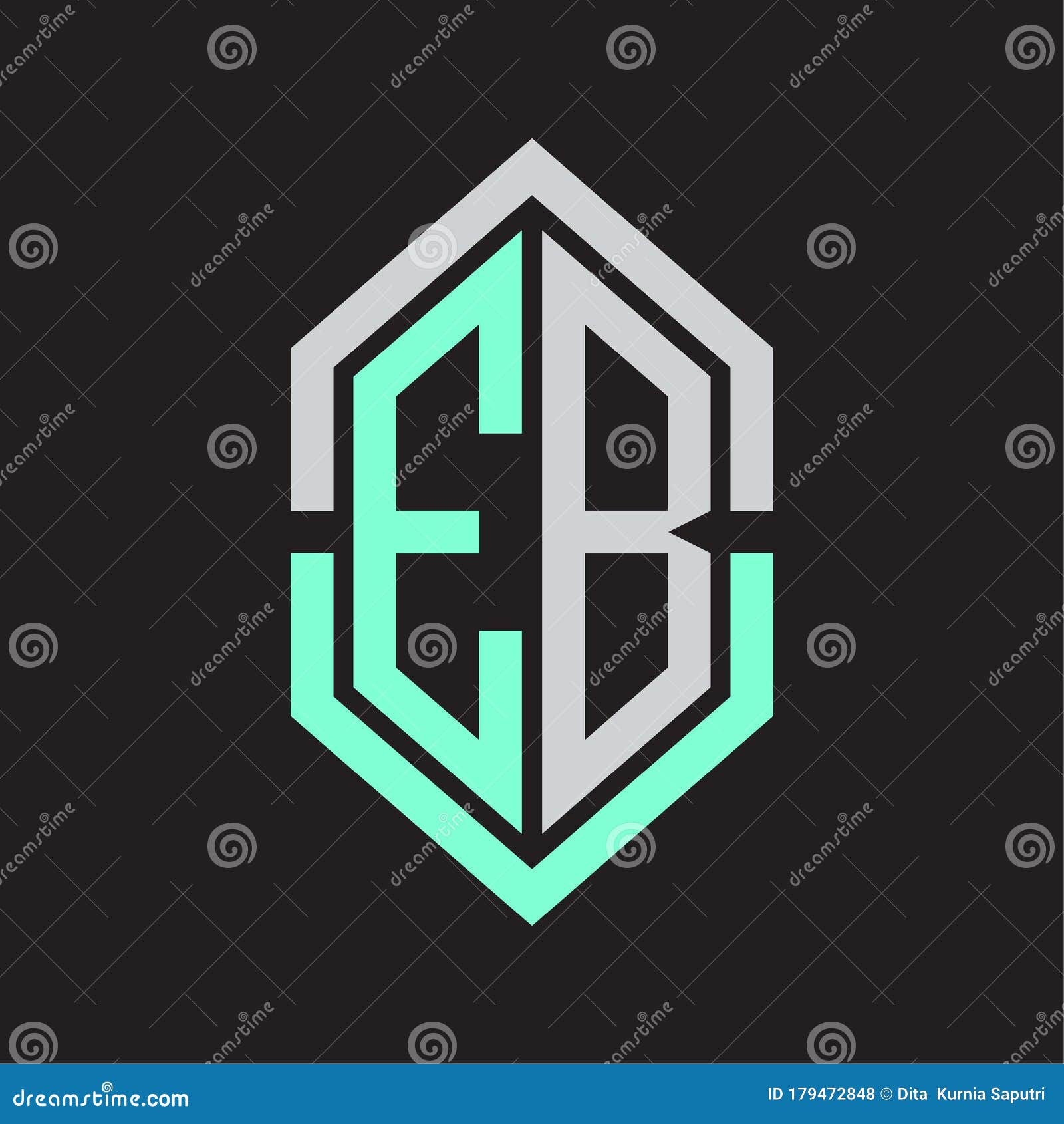 Logo Eb Monogramme Avec Forme Hexagonale Et Style De Tranche Contour ...