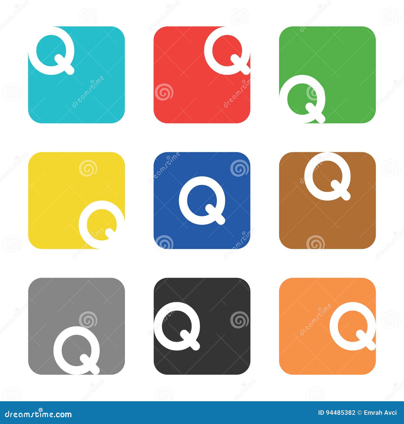 Logo Element, Letter Q in Square Stock Vector - Illustration of ...