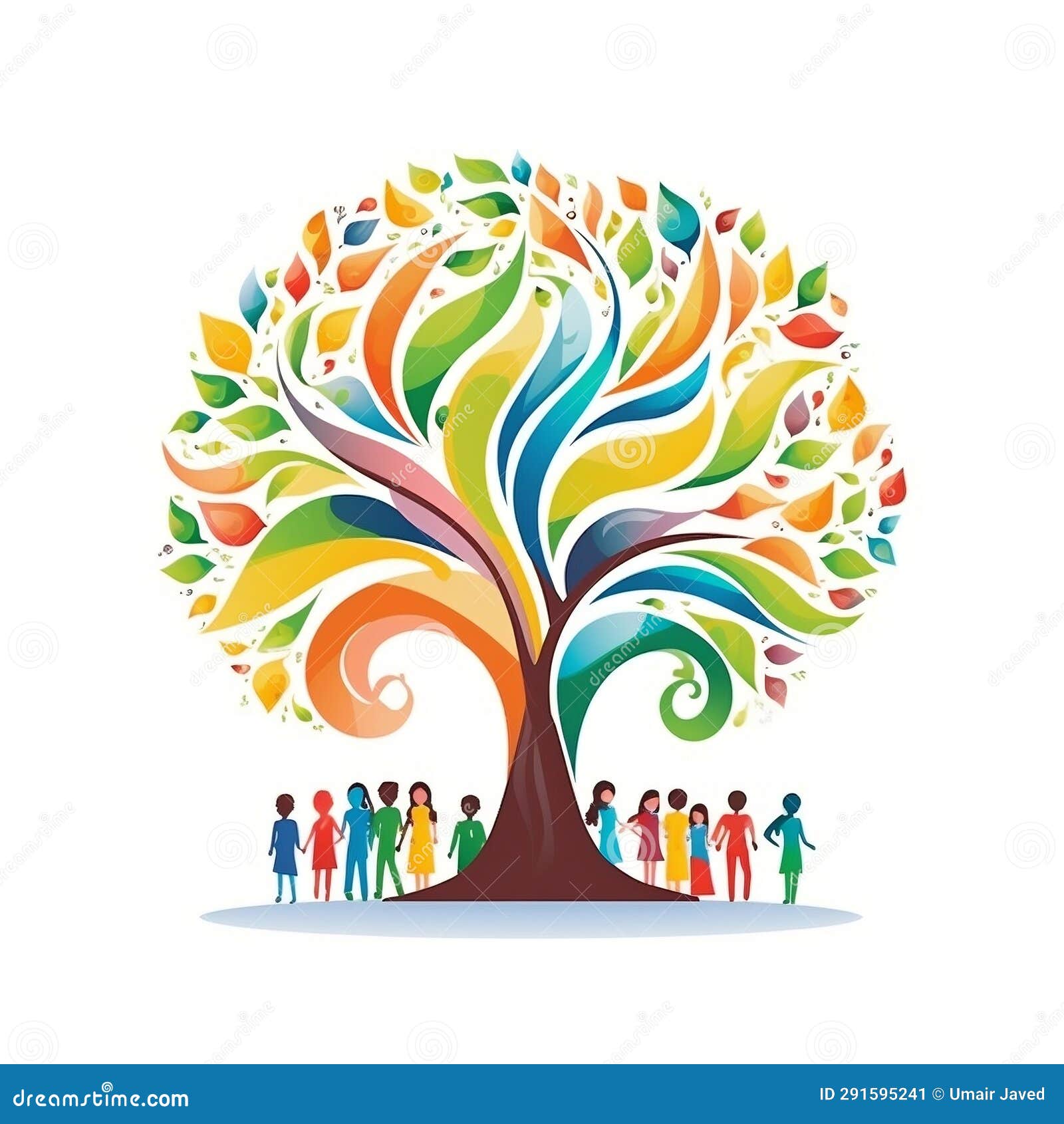 A Logo for a Elementary School with Colorful Tree Leaves Stock ...
