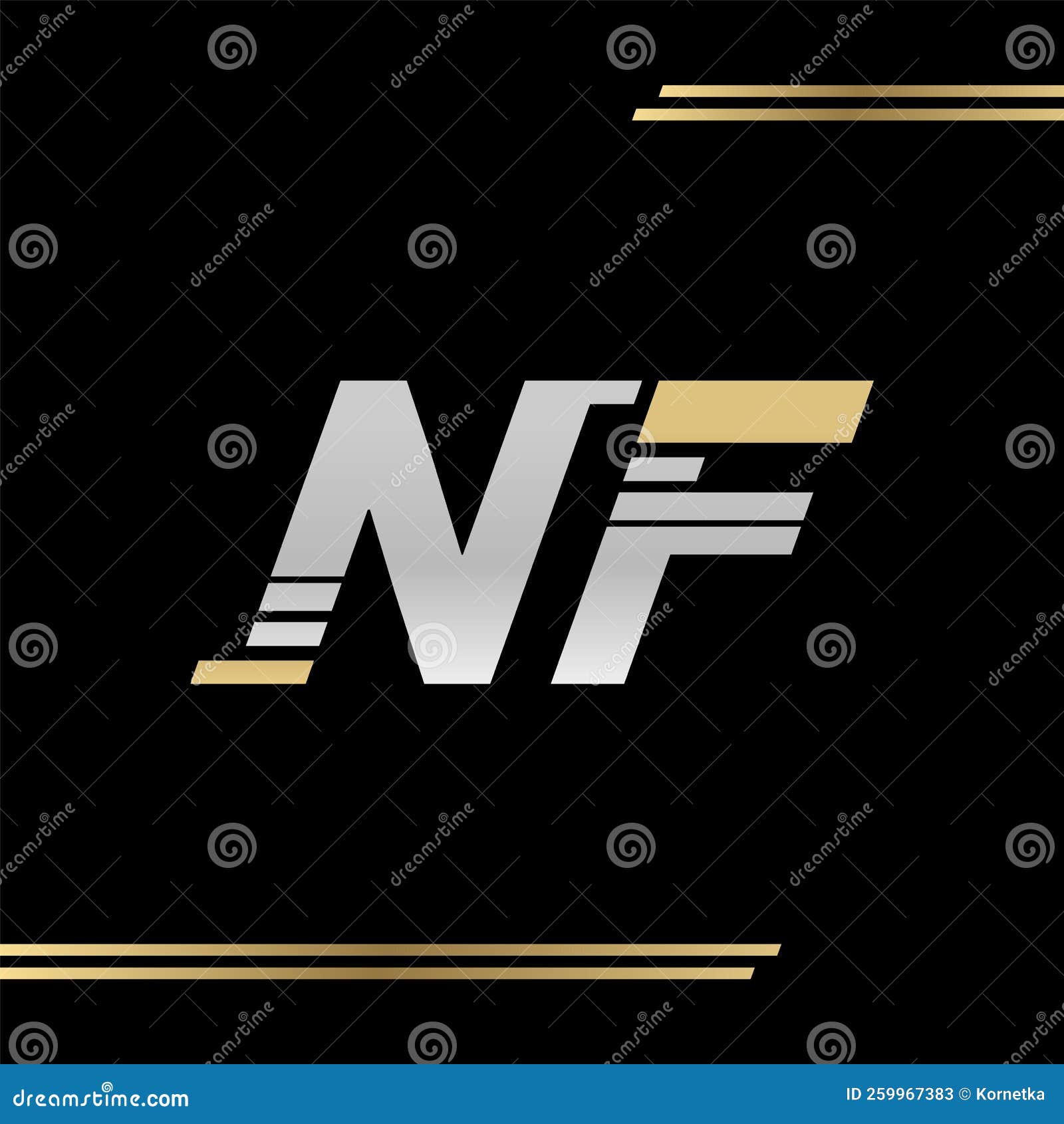 Logo Emblem Monogram NF With Line. Black And Gold Sign Template ...