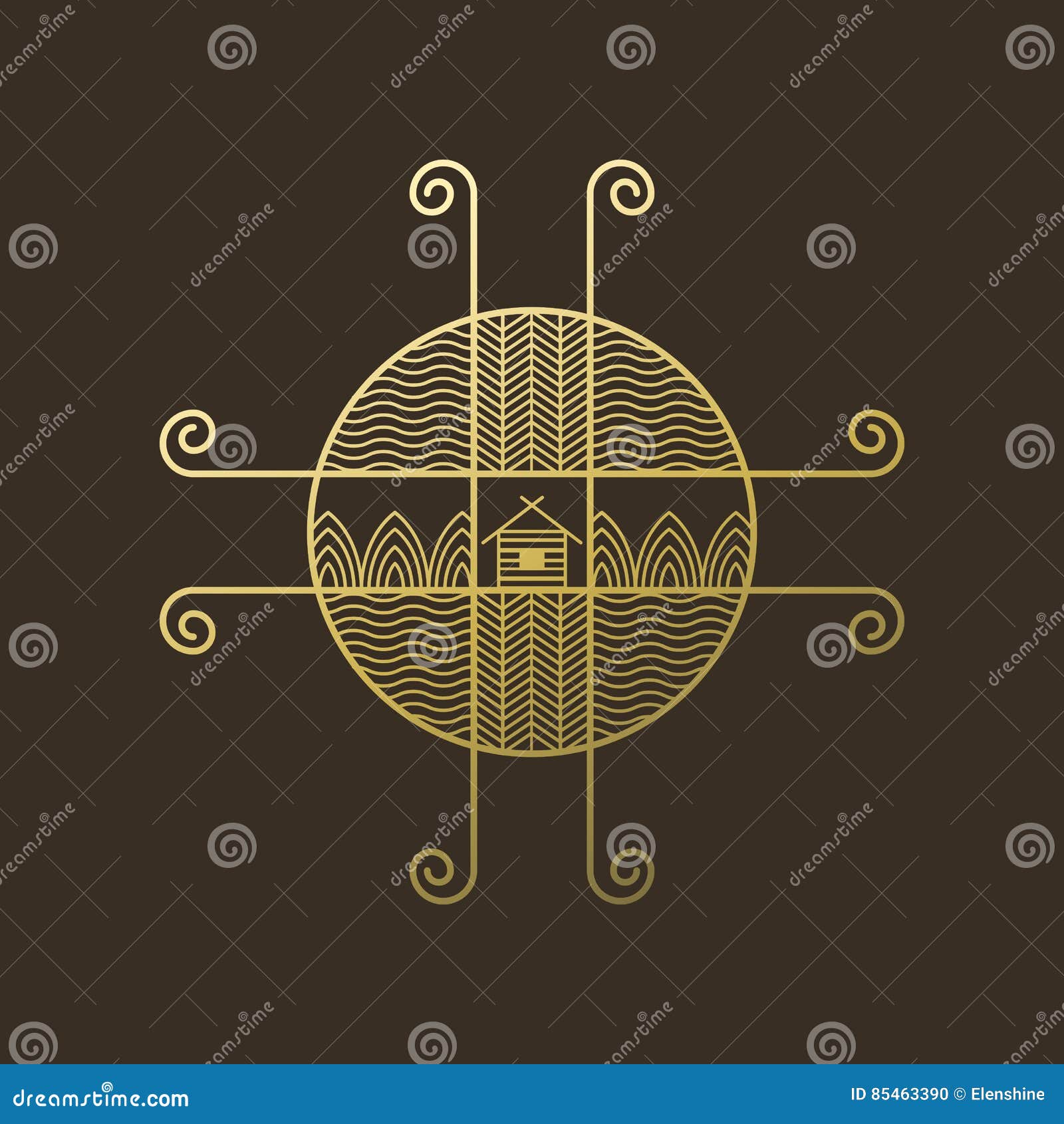 Logo ethno auf Braun vektor abbildung. Illustration von monogramm ...