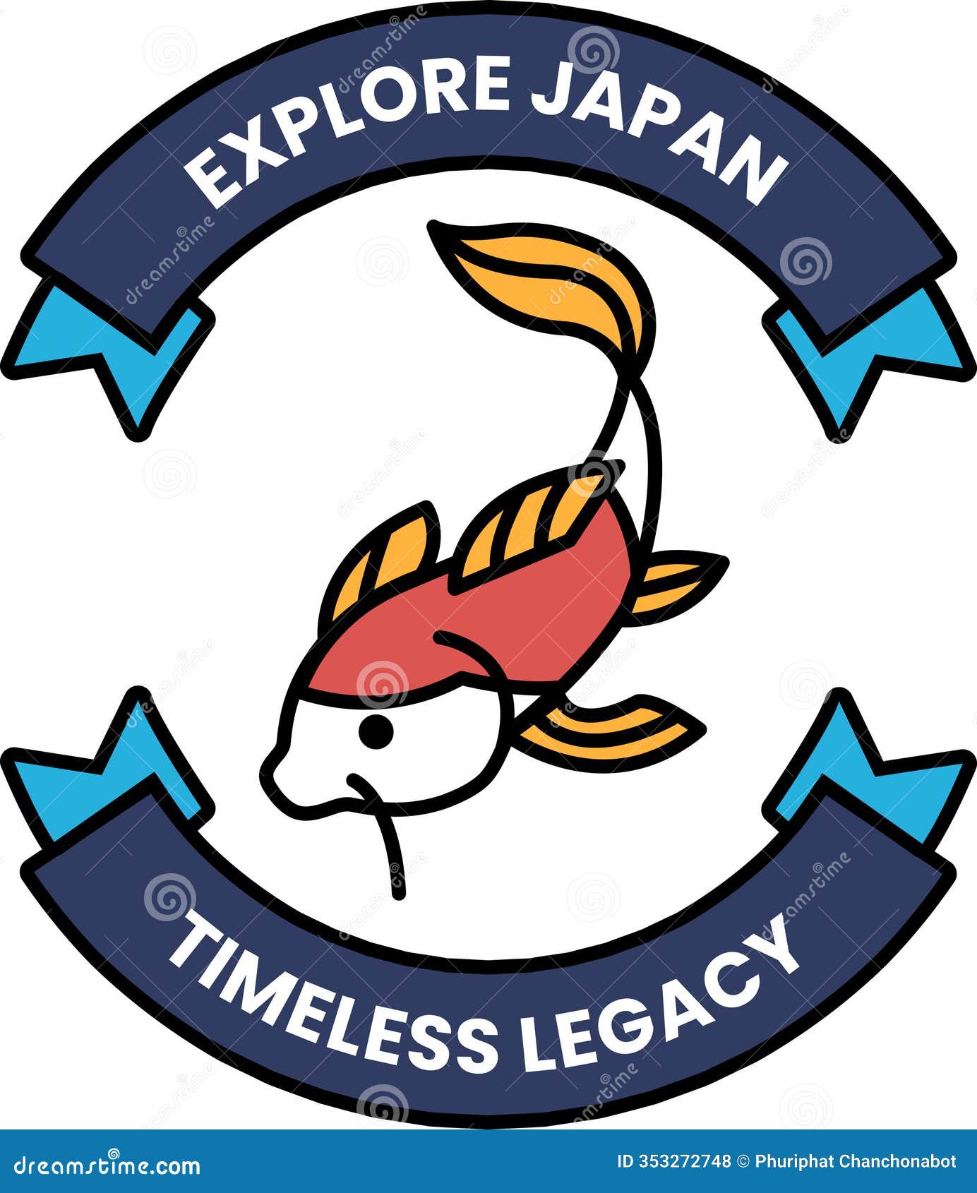 A Logo for Explore Japan that Features a Fish Stock Illustration ...
