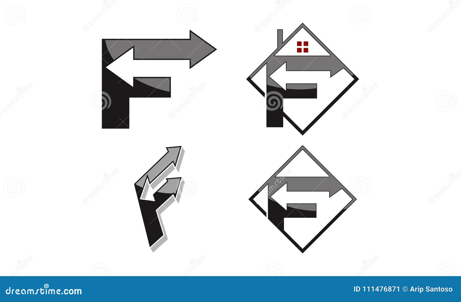 Logo F with Arrow Set stock vector. Illustration of clever - 111476871