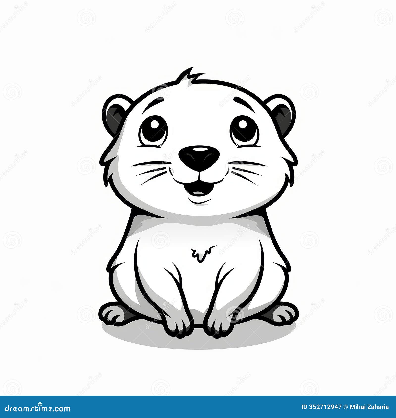 Cute Gopher Vector Logo in Black and White Outline Design Stock ...