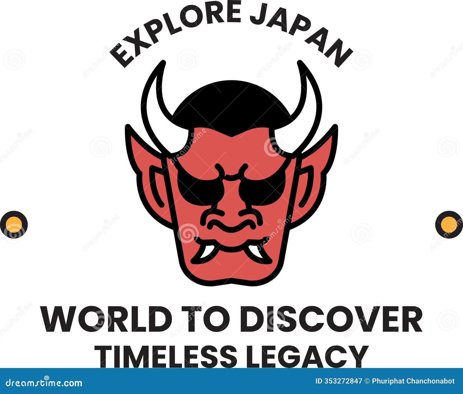 The Logo Features a Demon with Horns and a Red Face Stock Illustration ...