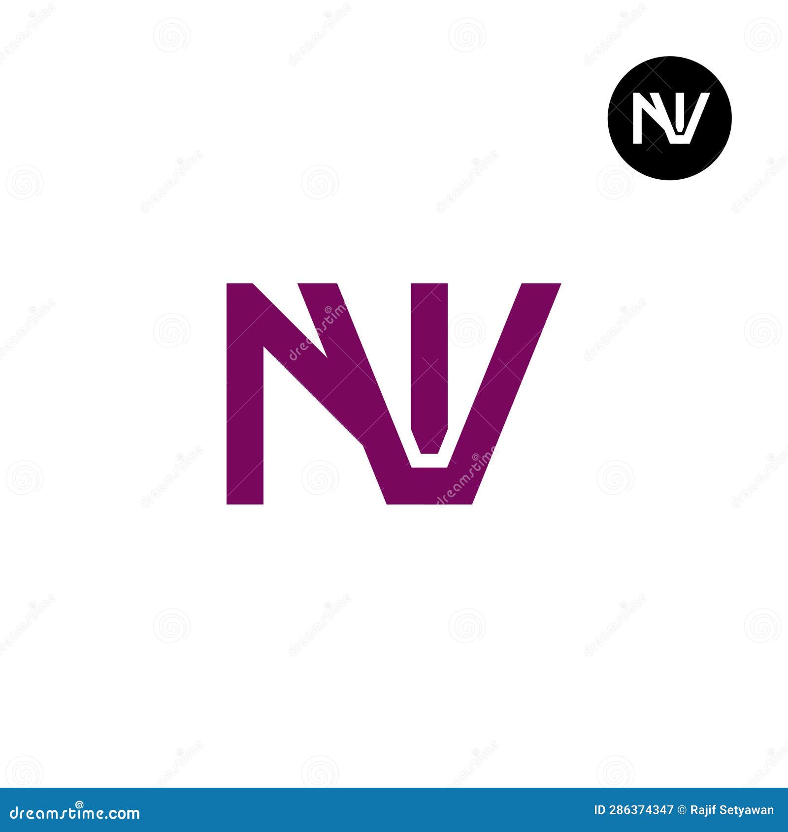 Letter NV Monogram Logo Design Stock Vector - Illustration of name ...