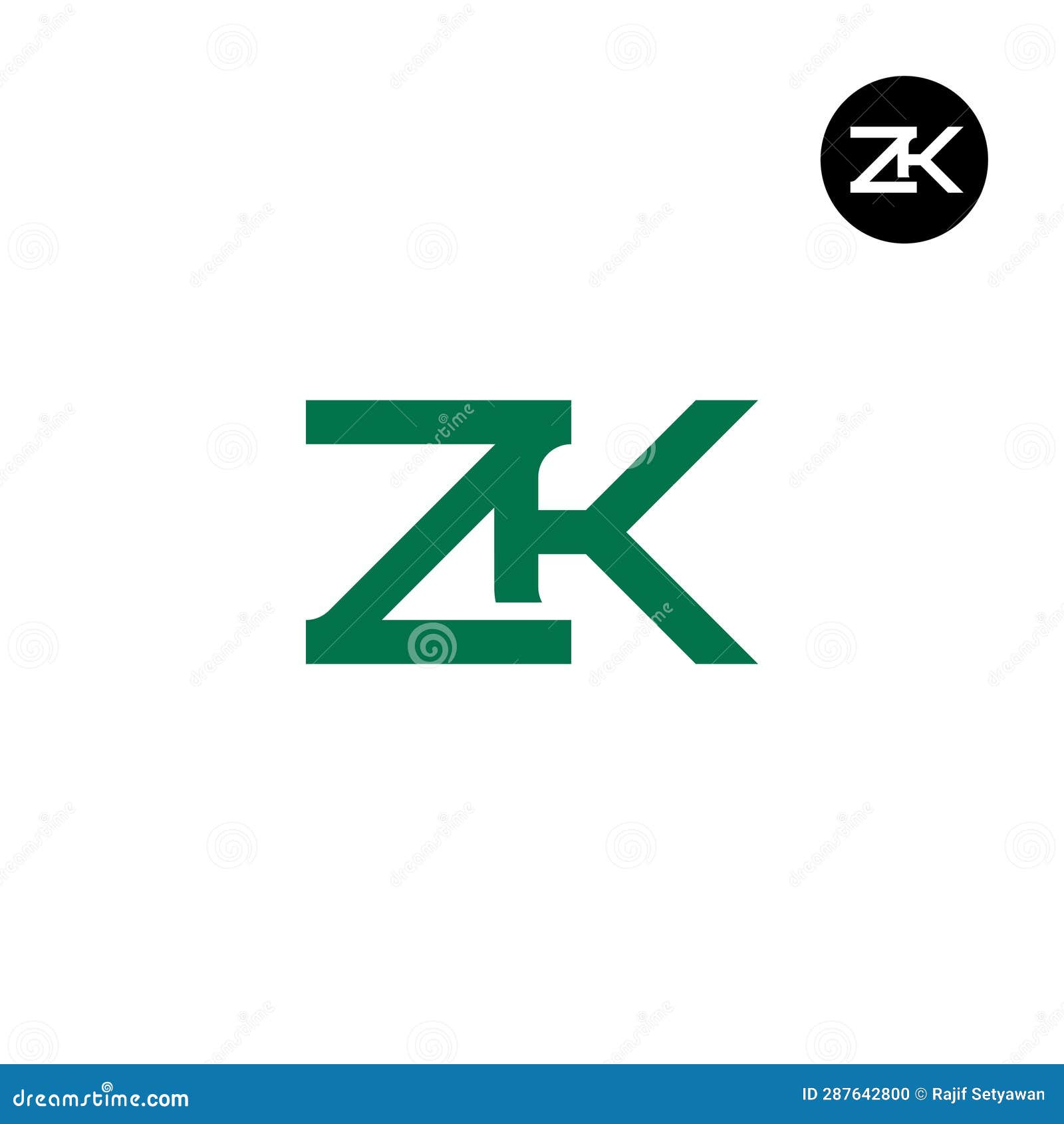 Letter ZK Monogram Logo Design Stock Vector - Illustration of ...
