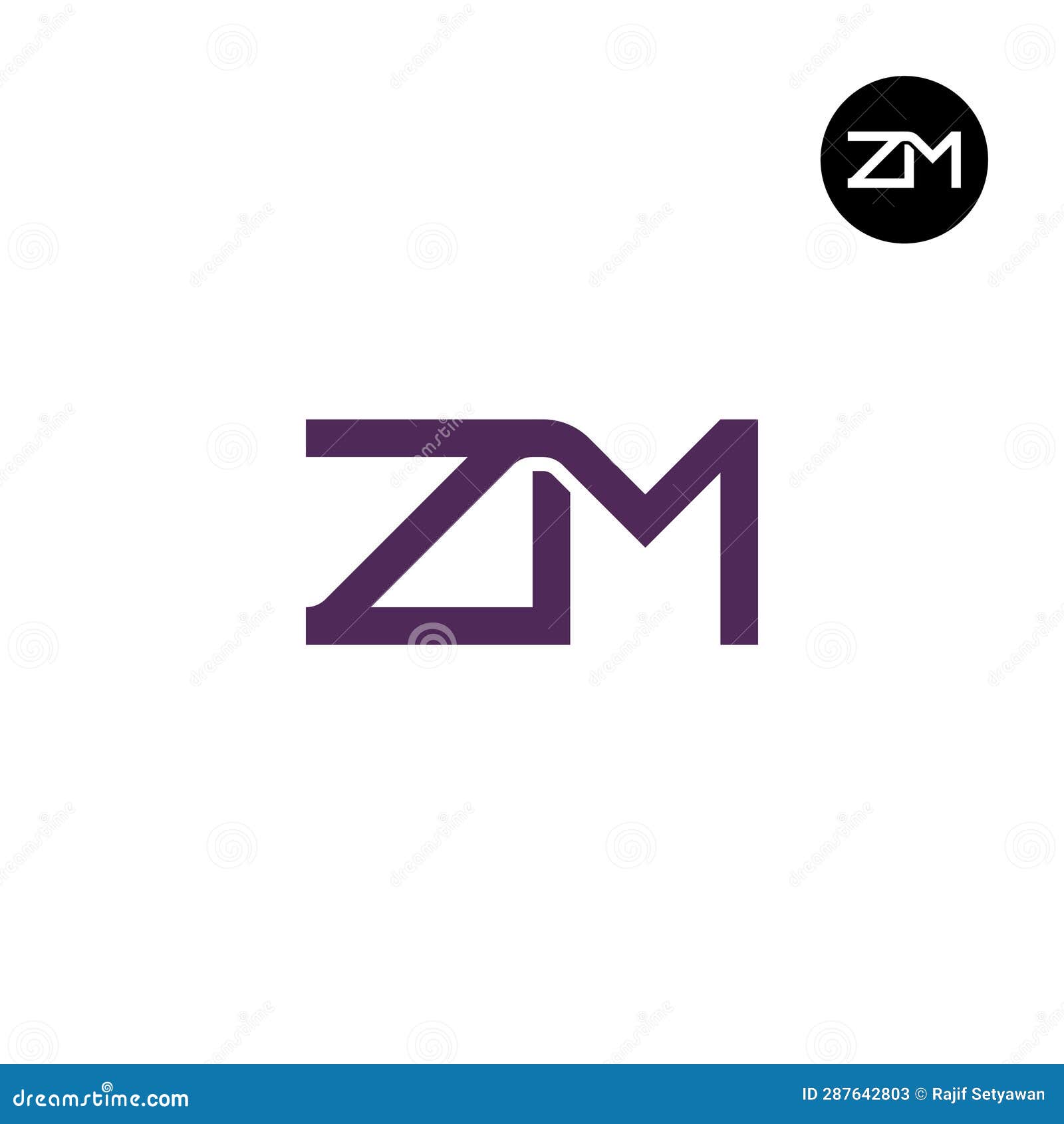 Letter ZM Monogram Logo Design Stock Vector - Illustration of simple ...