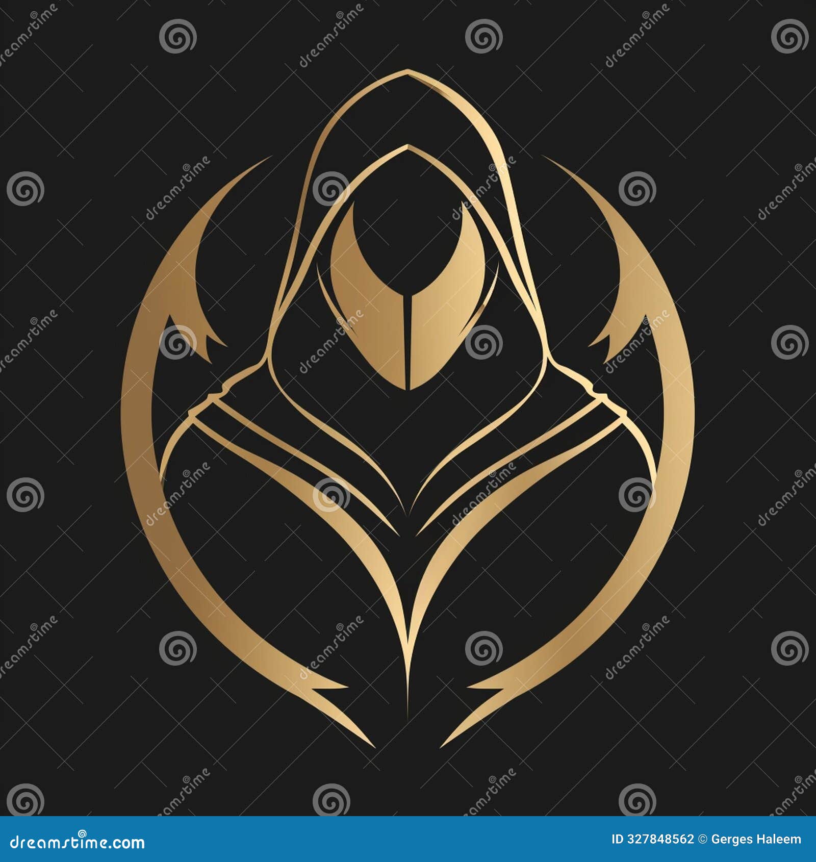 Golden Hooded Figure Logo Design Stock Illustration - Illustration of ...