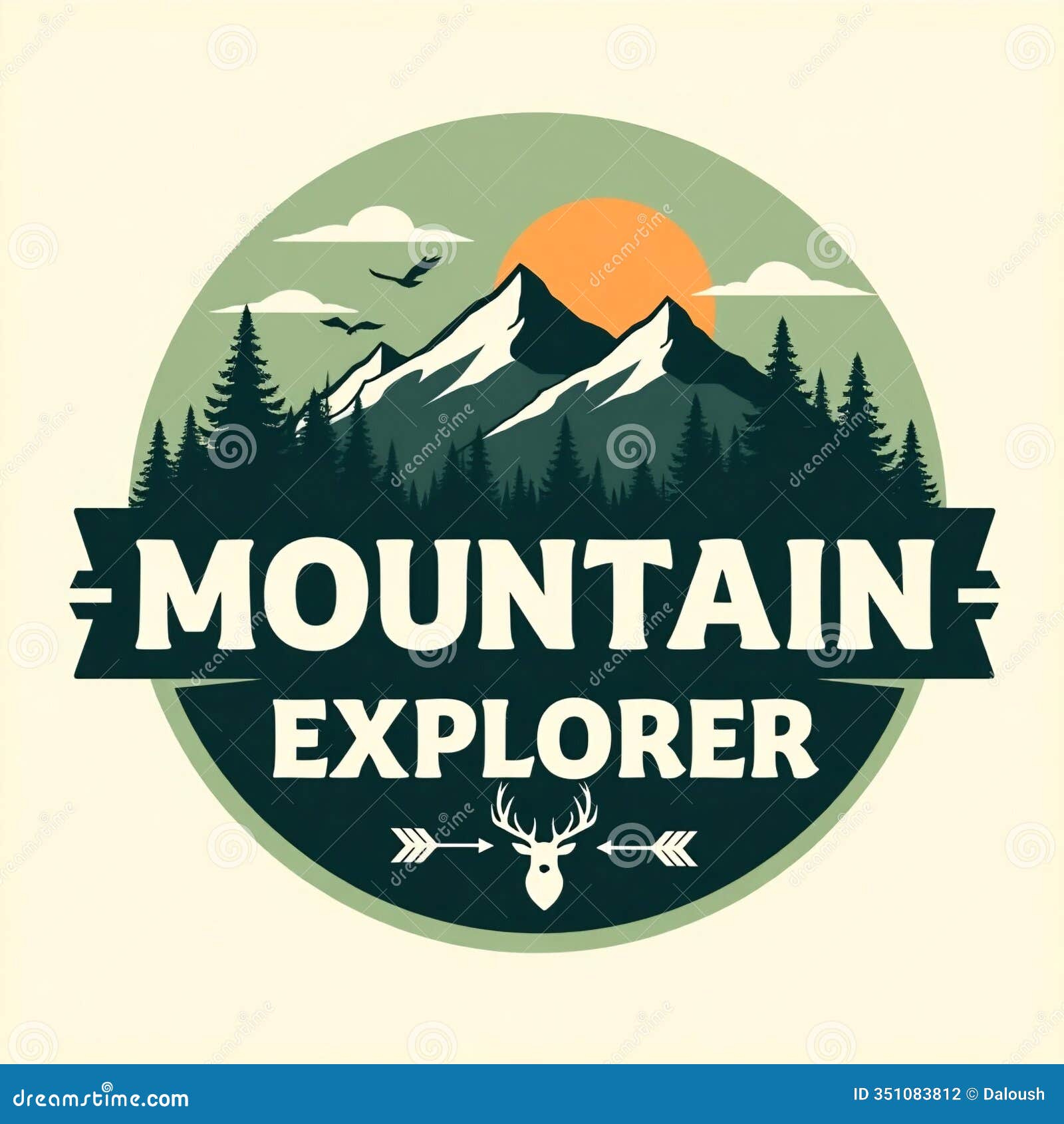 Vintage Mountain Explorer Logo Design for Outdoor Adventures Stock Illustration - Illustration ...