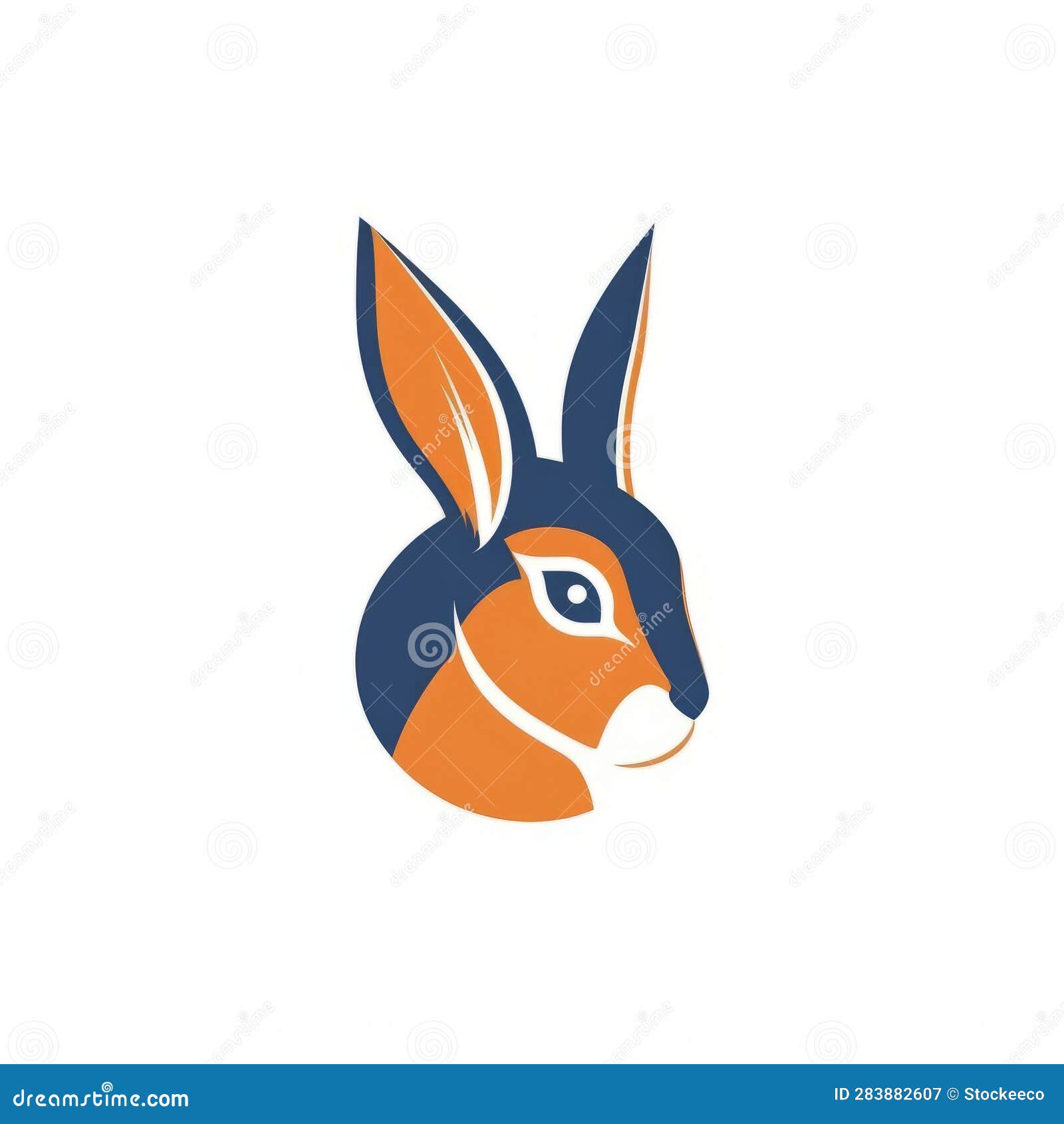 Minimalistic Orange and Blue Rabbit Logo Design Stock Illustration ...