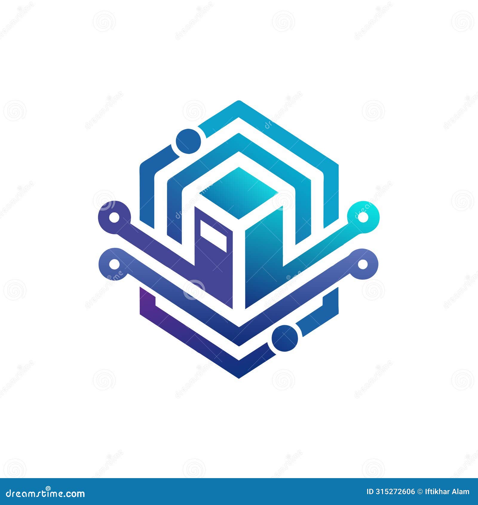 A Logo Featuring a Hexagonal Structure in a Digital Technology Design ...