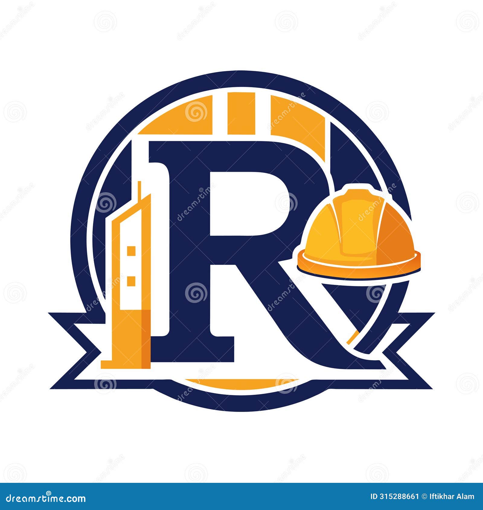 Logo Featuring the Initials R and Cap for a Construction Company ...