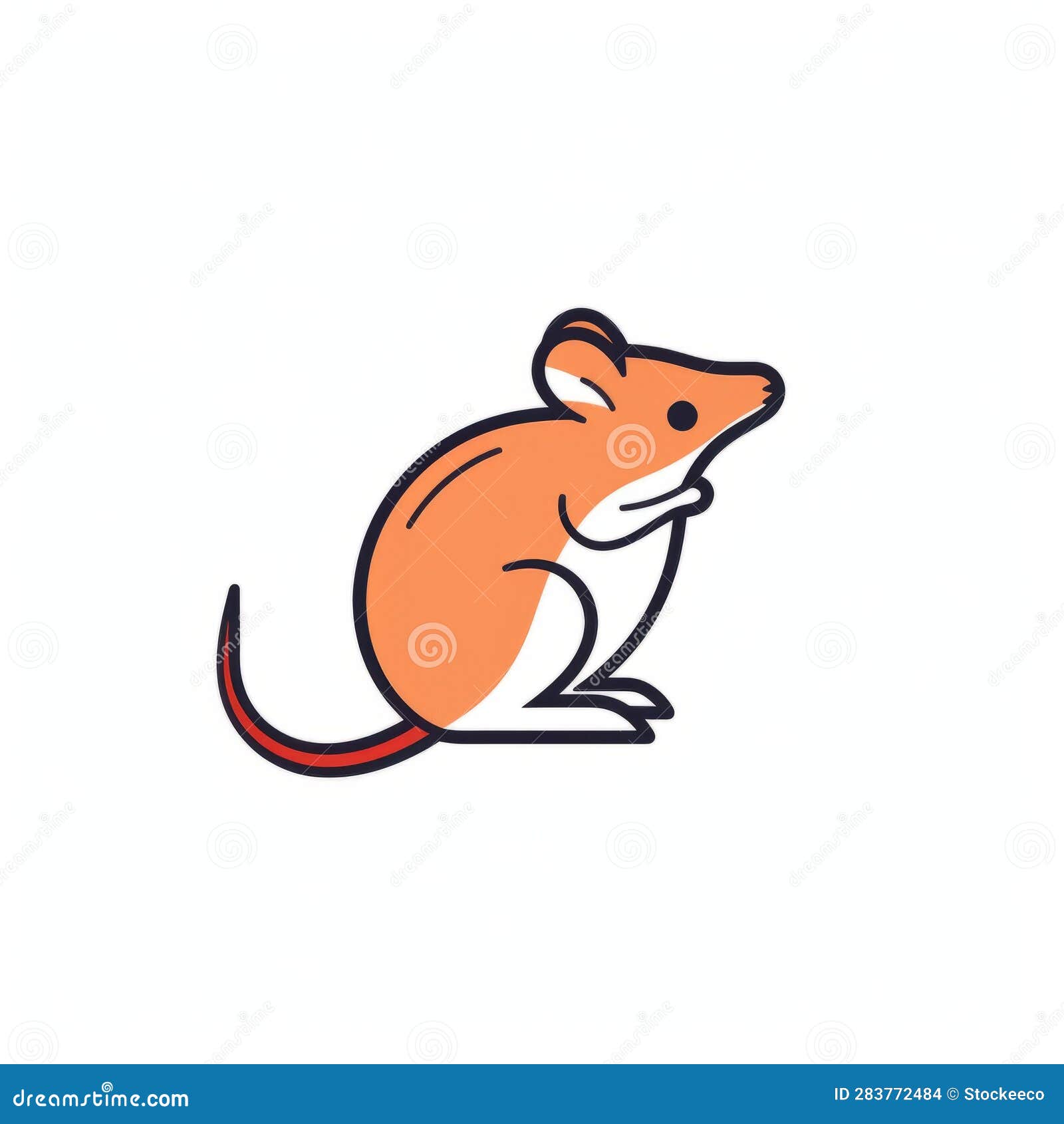 Minimalistic Mouse Logo With Moustache On Black Background Stock ...