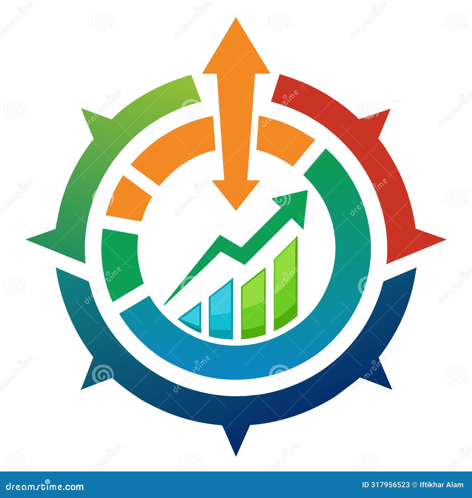 A Logo Featuring a Vibrant Circle with Arrows Moving in an Upward ...