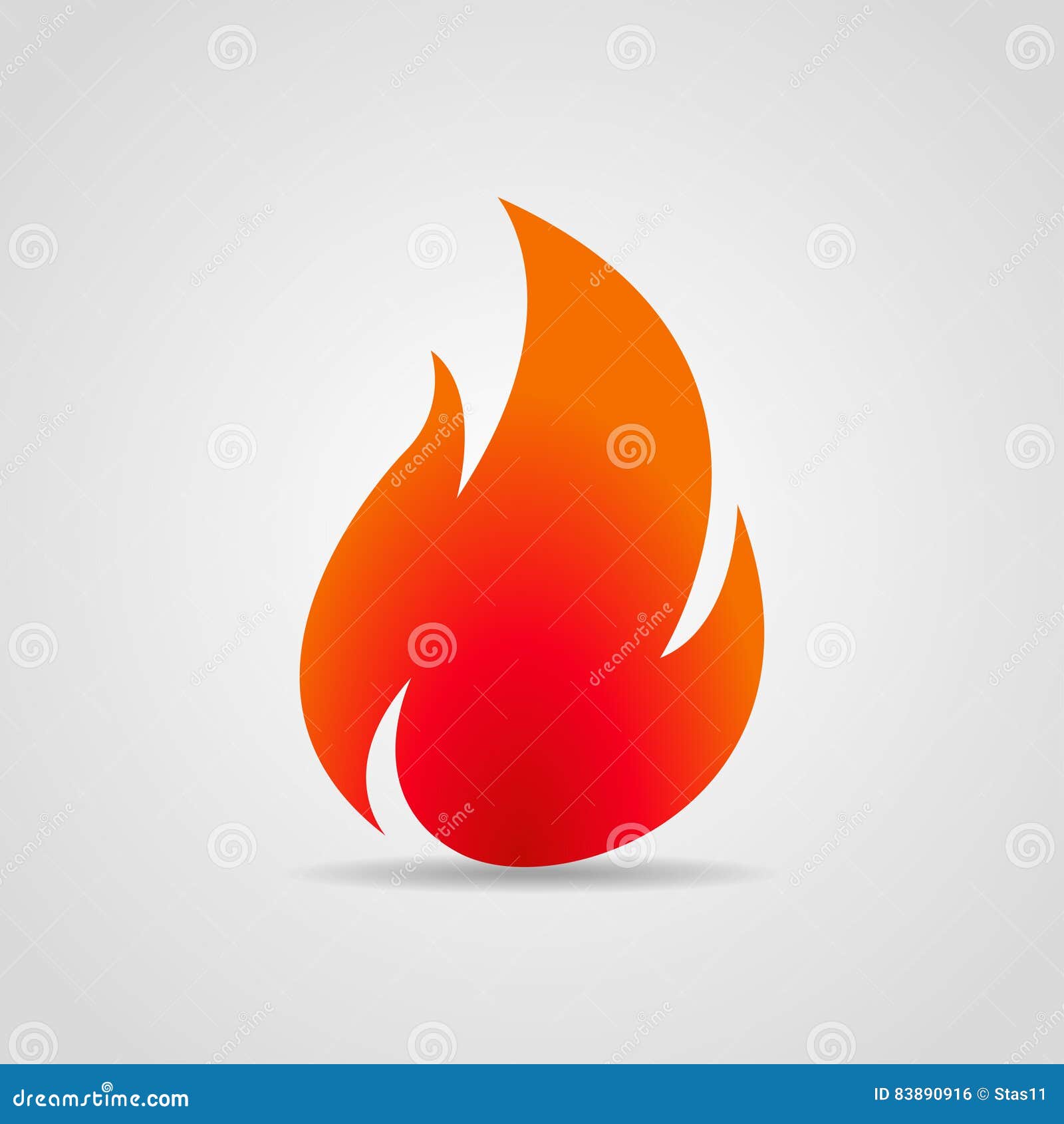 Logo Fire with Shadow on a Gray Background. Vector Illustration Stock ...