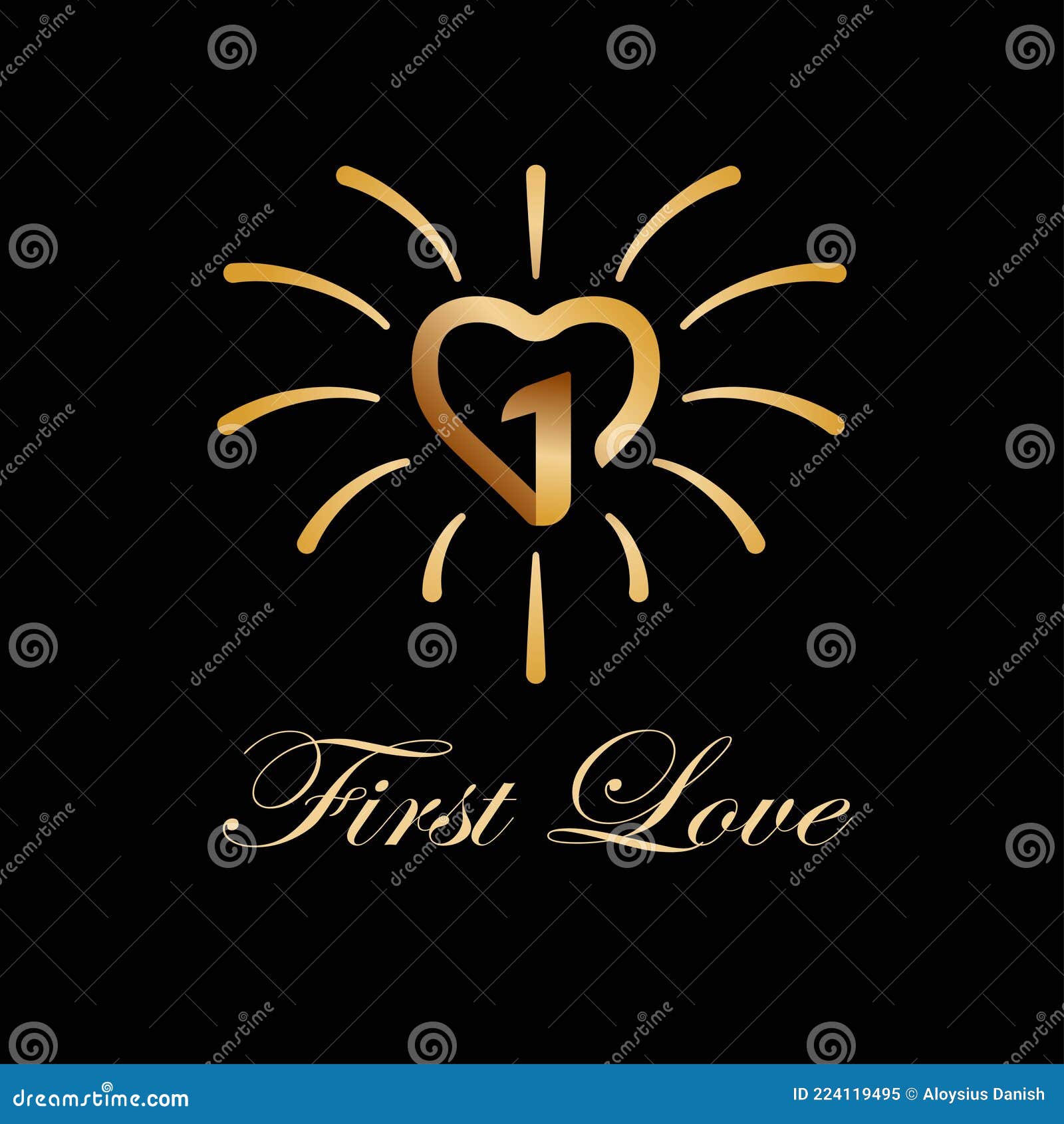 Luxury One Heart, First Love Logo Design Stock Vector - Illustration of golden, anniversary ...
