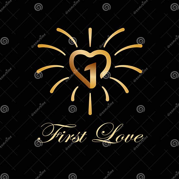 Luxury One Heart, First Love Logo Design Stock Vector - Illustration of ...