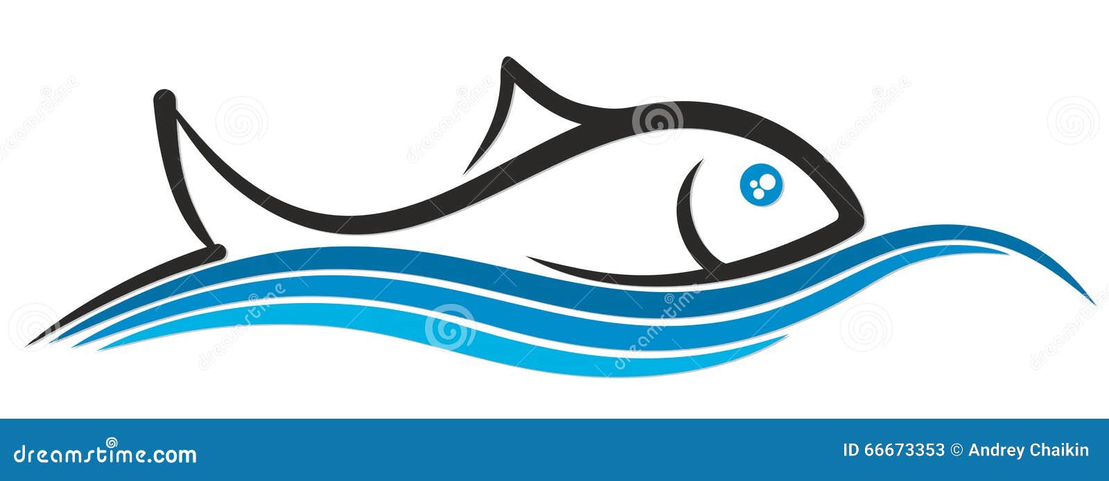 Logo fish with a wave. stock vector. Illustration of ocean - 66673353