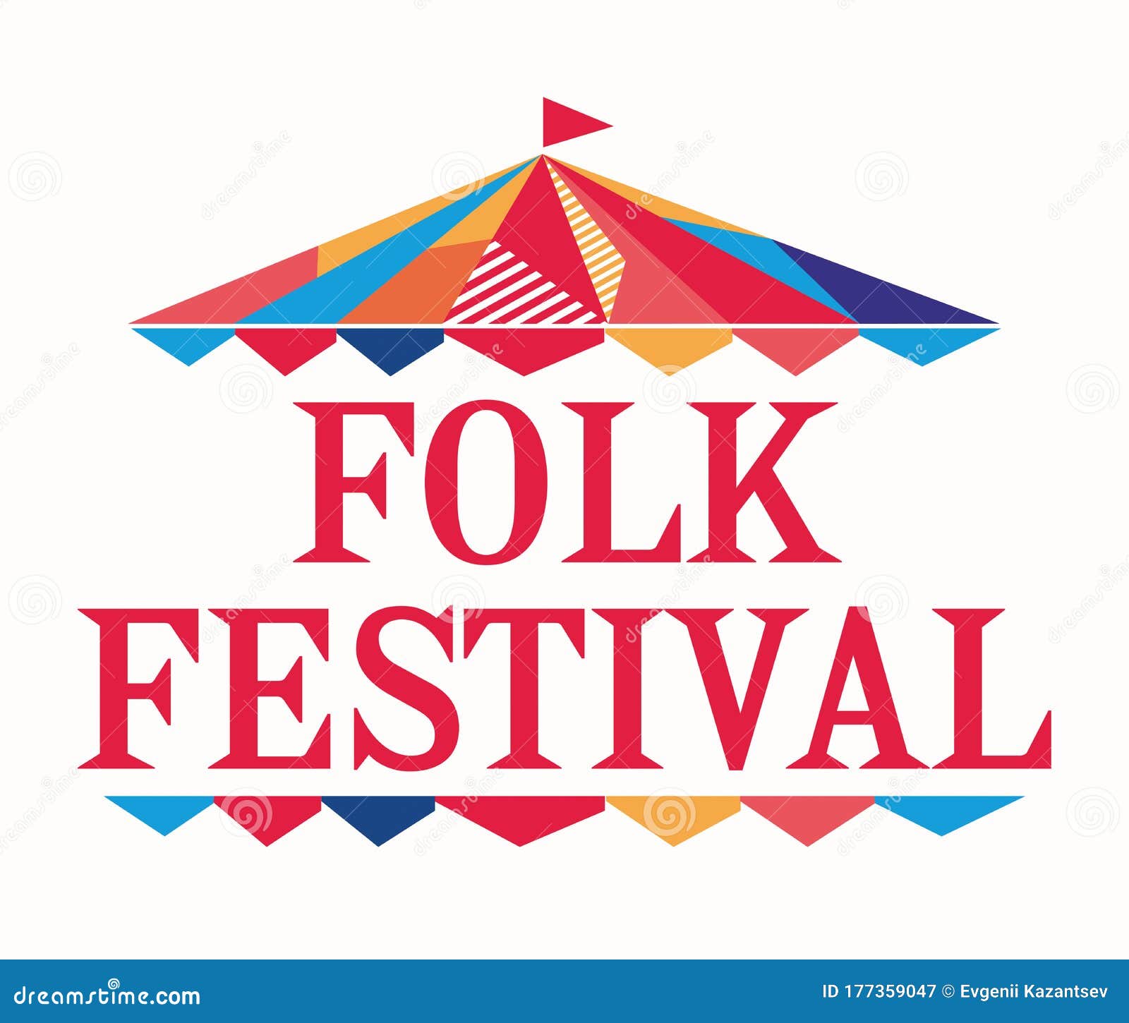 Logo Folk Festival. Vector Sign Stylized Image of a Bright Tent with ...