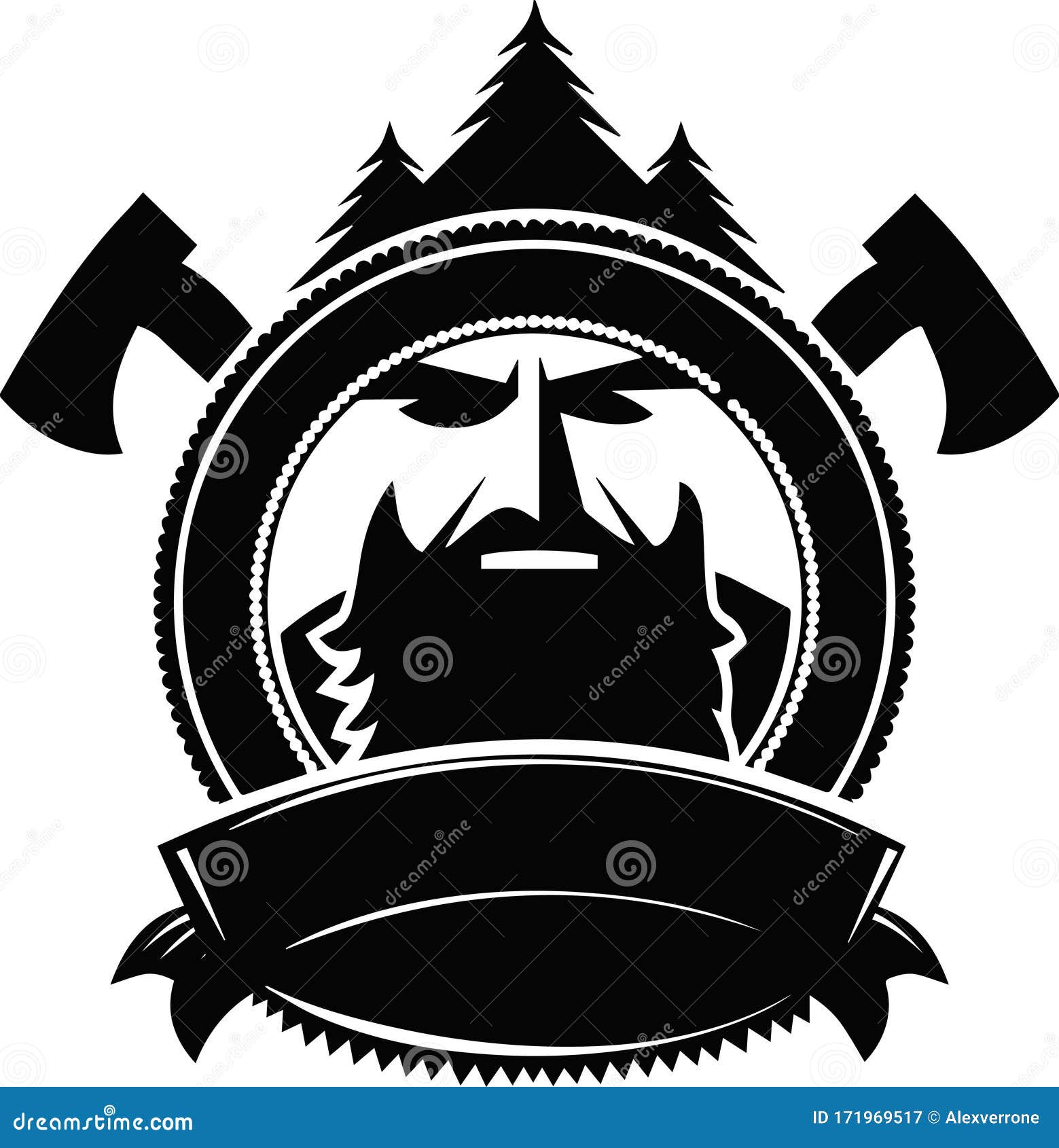 Logo Forester. Vector Logo Lumberjack, Black, One-color. Ready-made ...