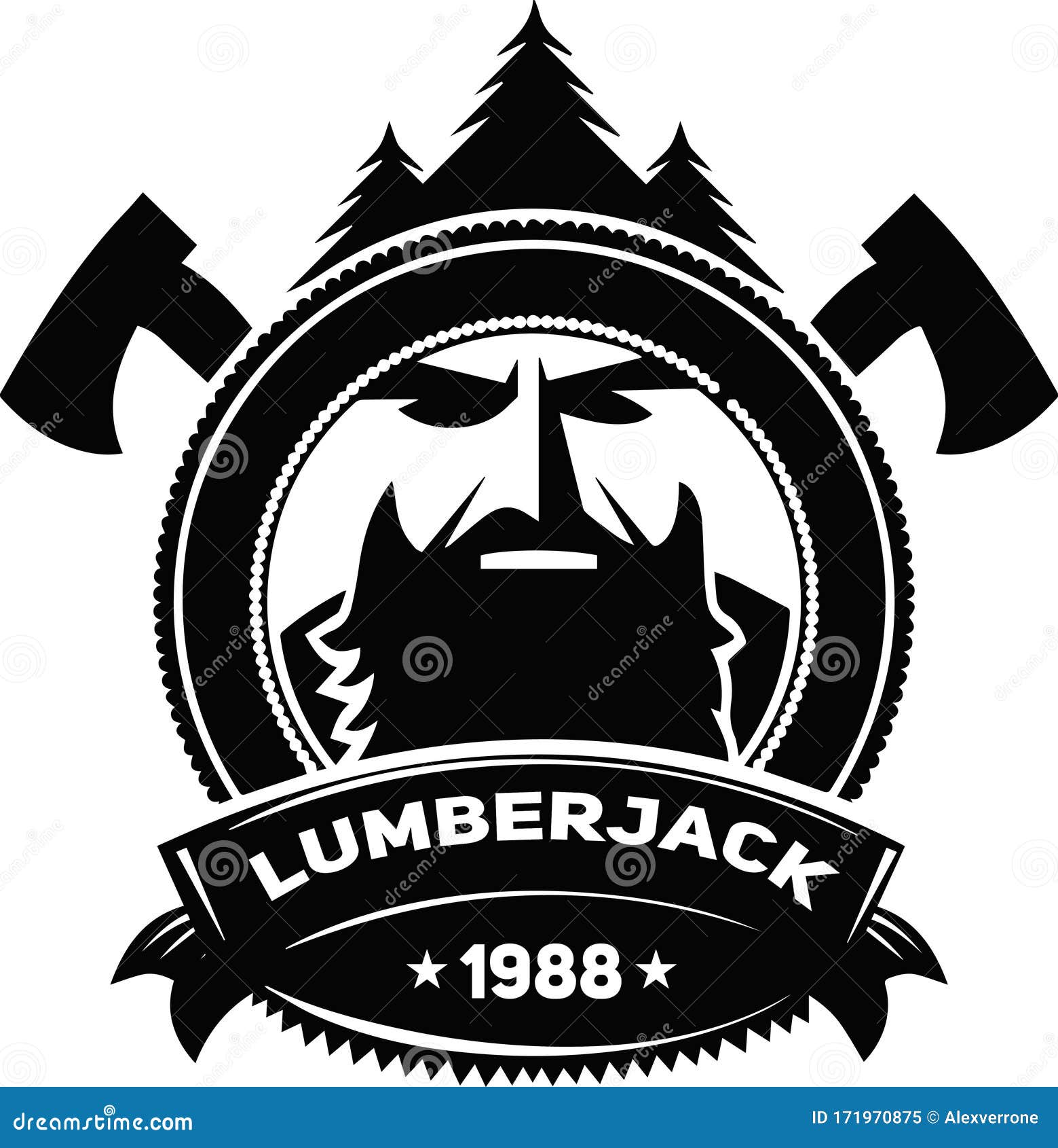 Logo Forester. Vector Logo Lumberjack, Black, One-color. Ready-made ...