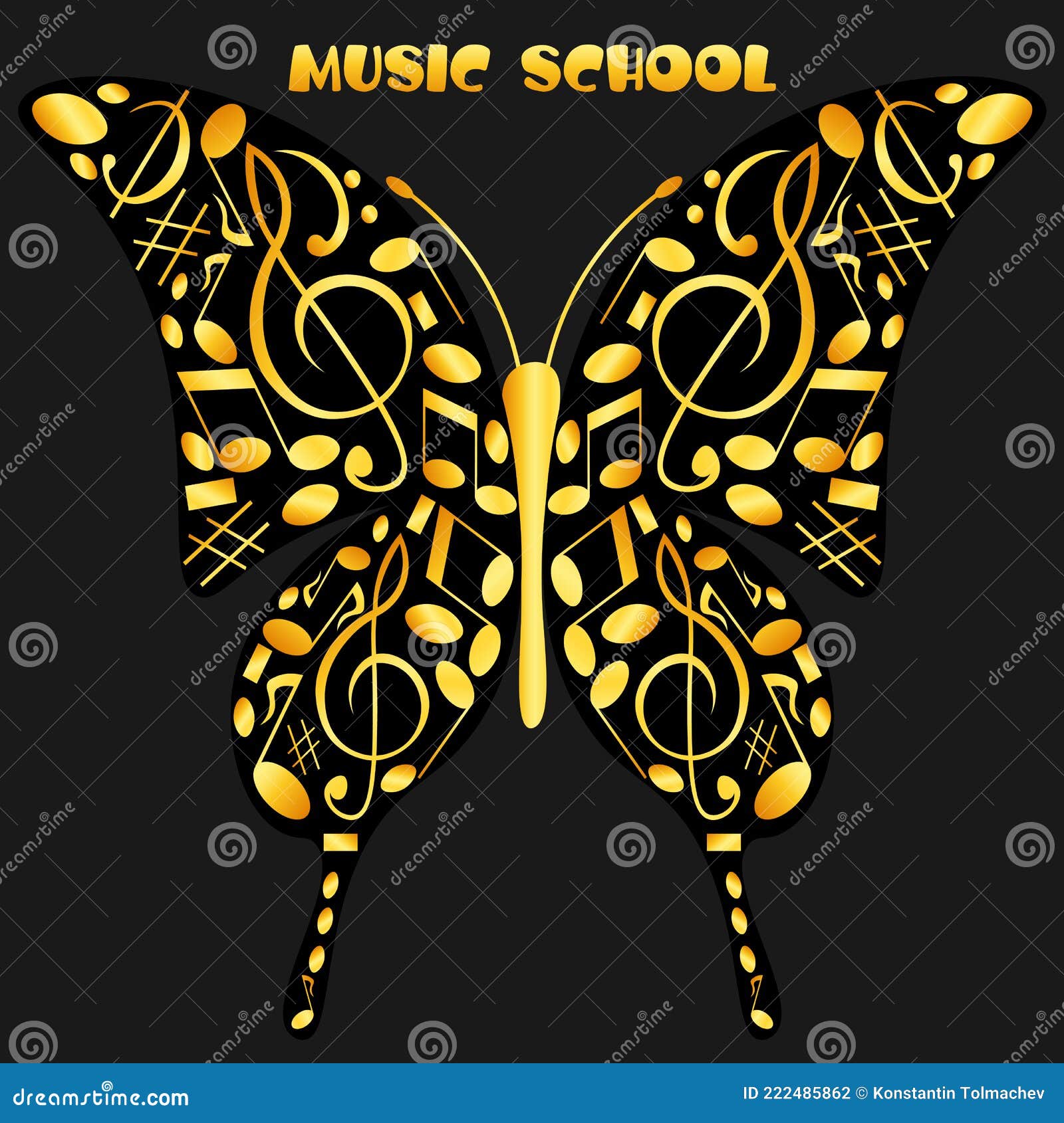 Logo in the Form of a Butterfly Made of Musical Notes for a Music ...